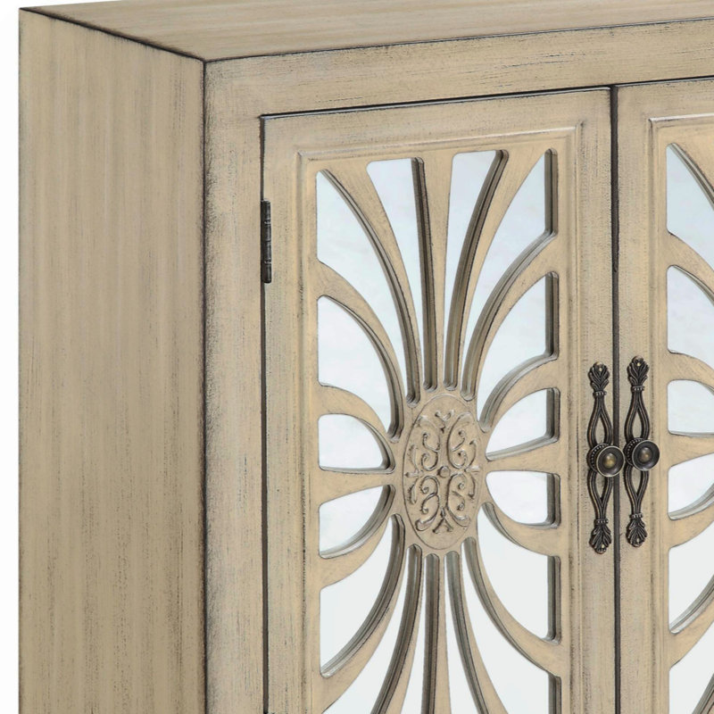 Gracie Oaks Antique Console Table With Mirrored Doors | Wayfair