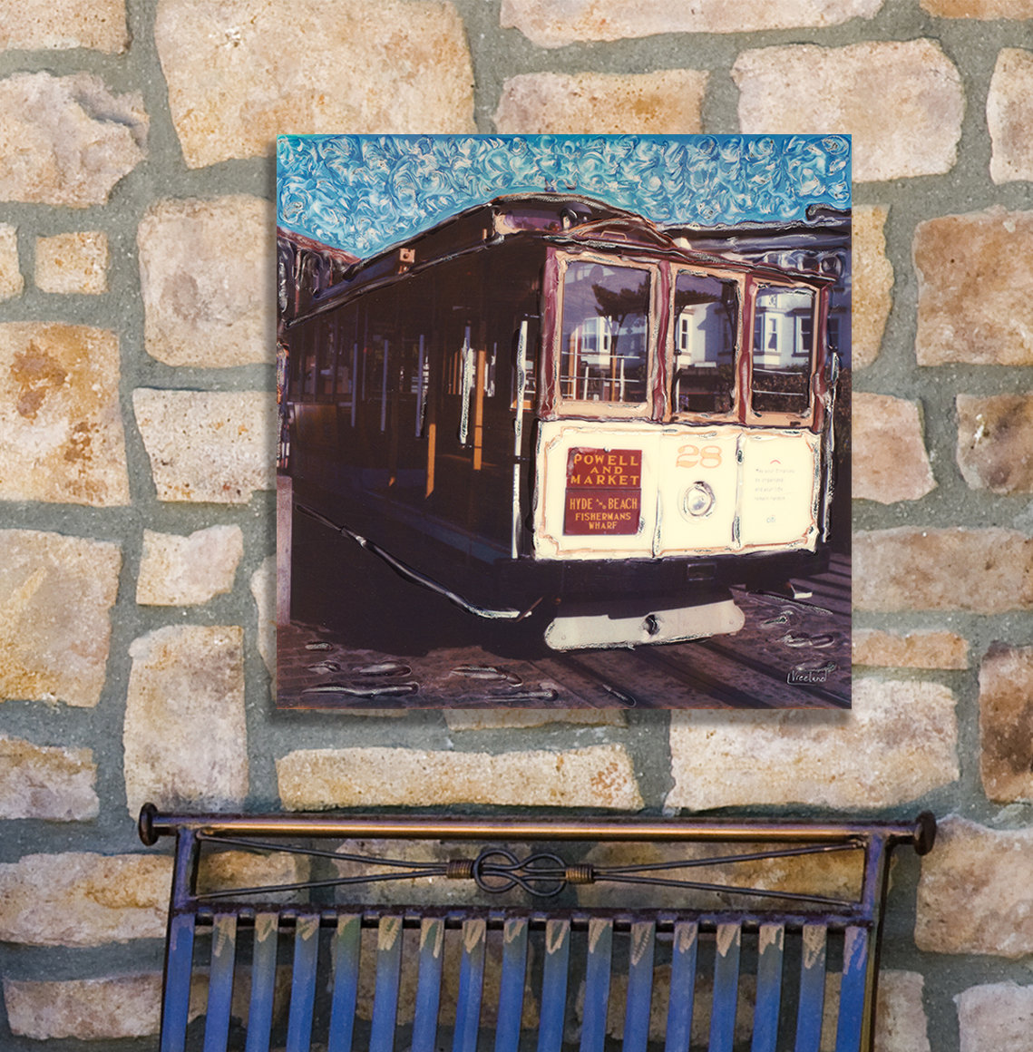 West of the Wind Outdoor Canvas Art Cable Car Framed Painting Print on ...
