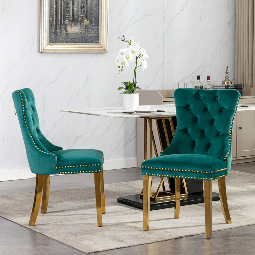 House of Hampton® Keyonni Tufted Velvet Side Chair Dining Chair | Wayfair