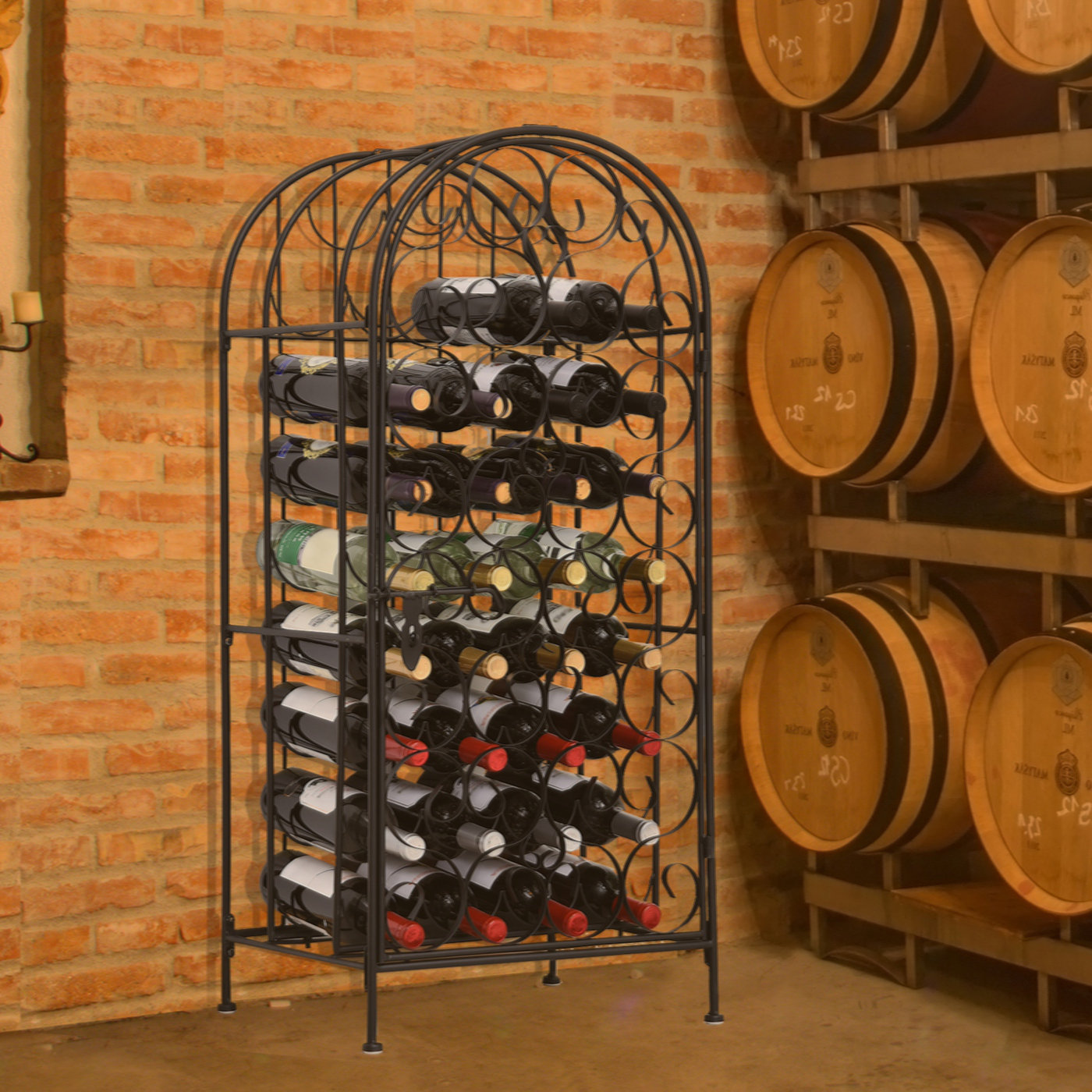 Mint Pantry® 35 Bottle Wrought Iron Wine Rack Cabinet With Lock Wine ...
