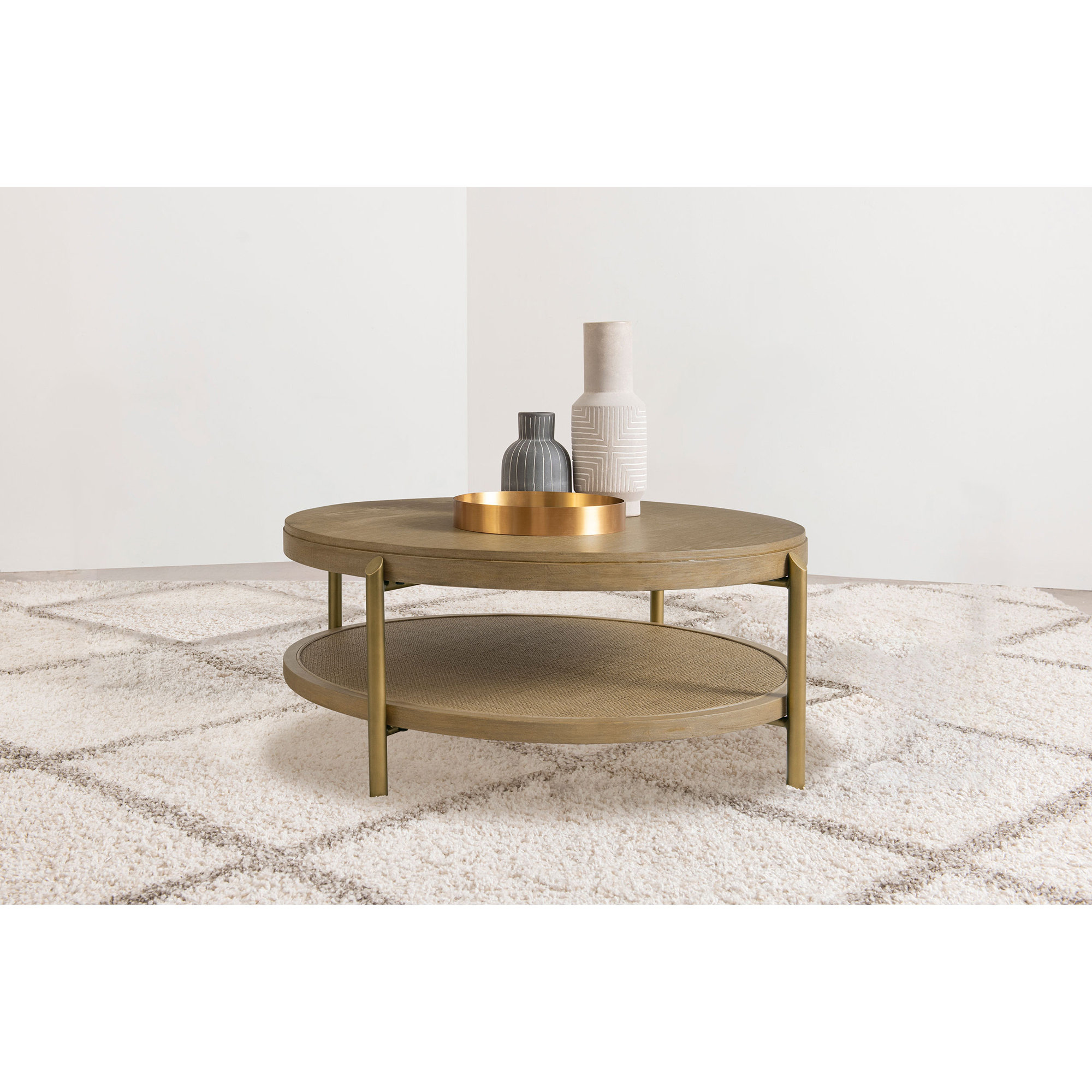 Latitude Run® Benson Black Round Coffee Table with Storage Shelf | Wayfair