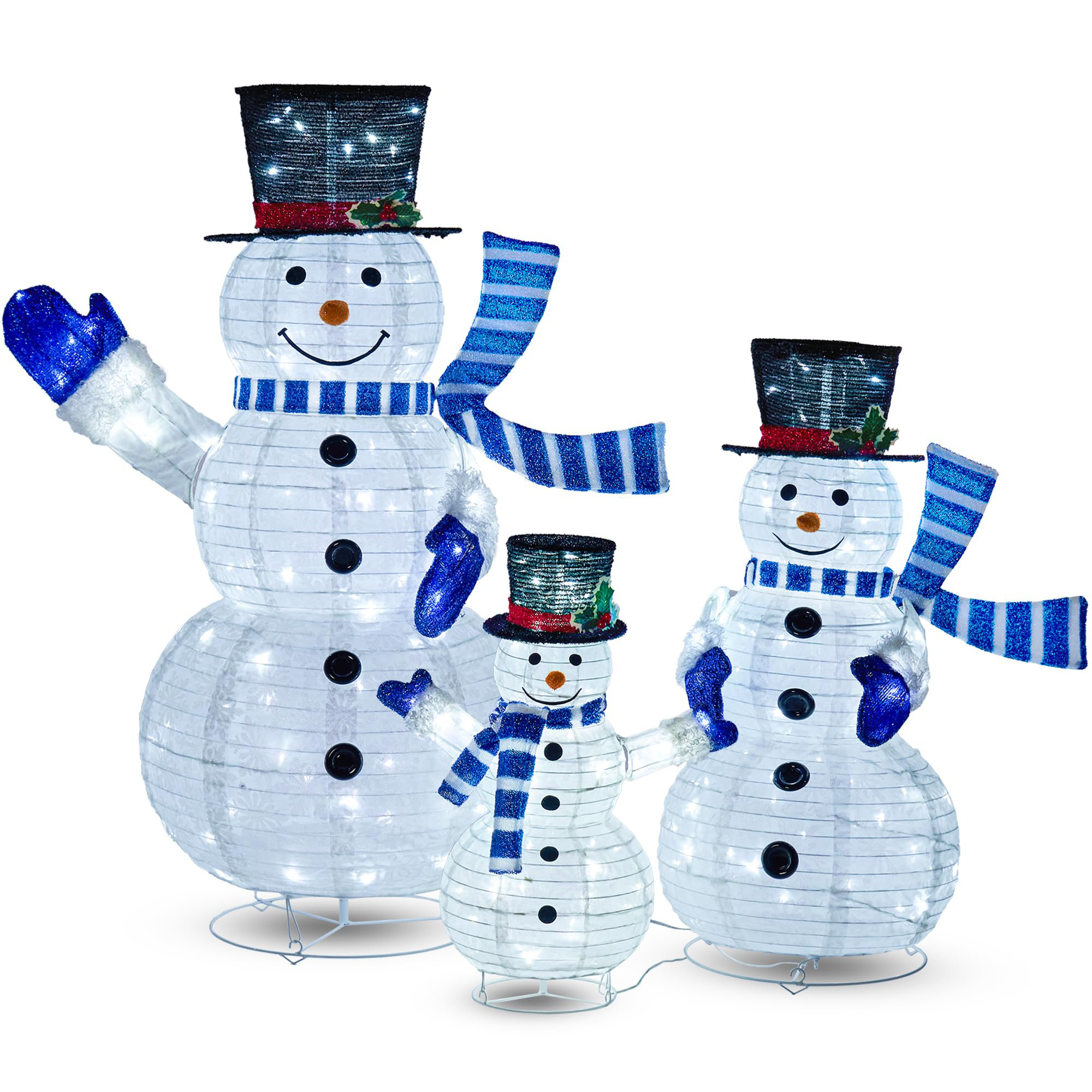 The Holiday Aisle® 3 Pcs 3D Christmas Collapsible Snowman Yard Light ...