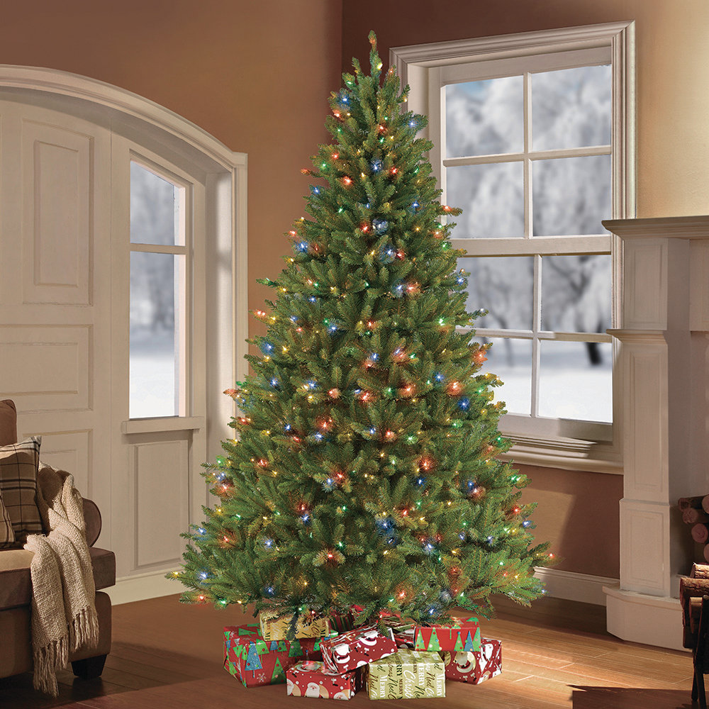 Puleo International 7.5 ft. Green Fir Christmas Tree with 750 Clear ...