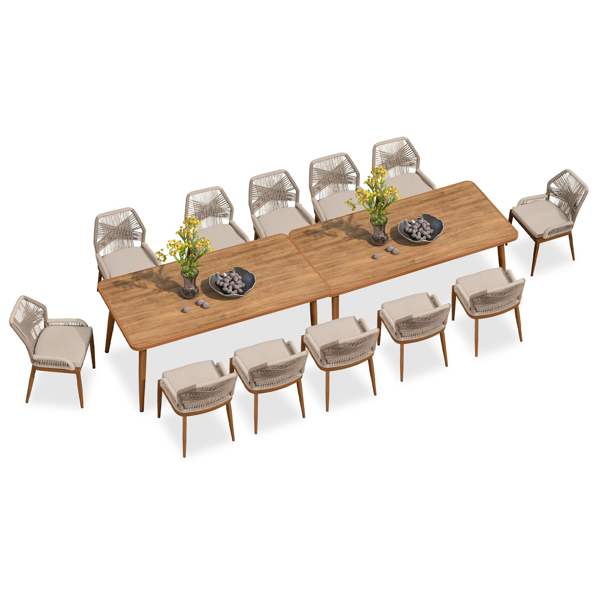 Corrigan Studio® 14 Pieces Dining Set Patio Metal Rectangular Table And ...