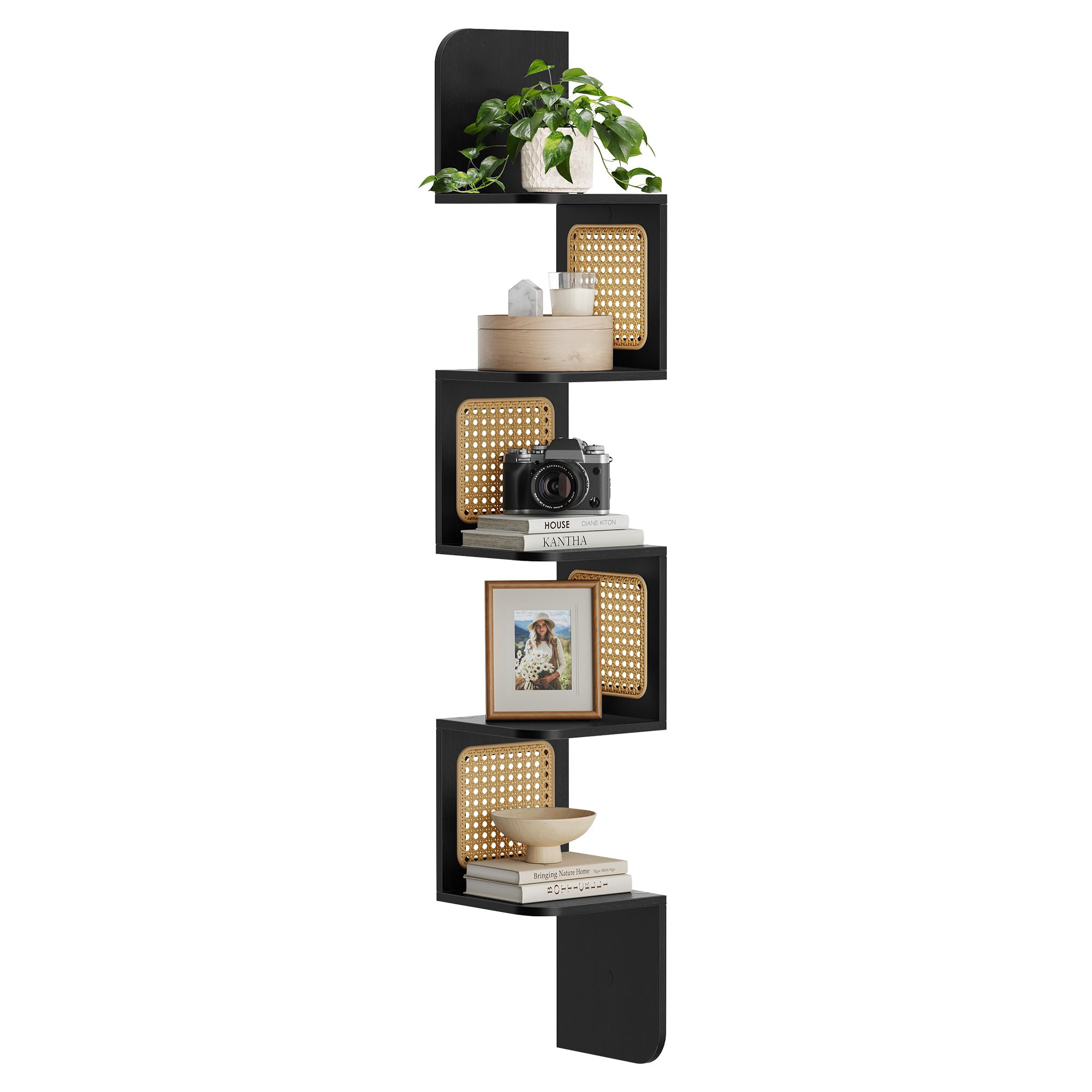 OUMIKEJI Tablette de coin à 5 niveaux, tablette flottante murale ...