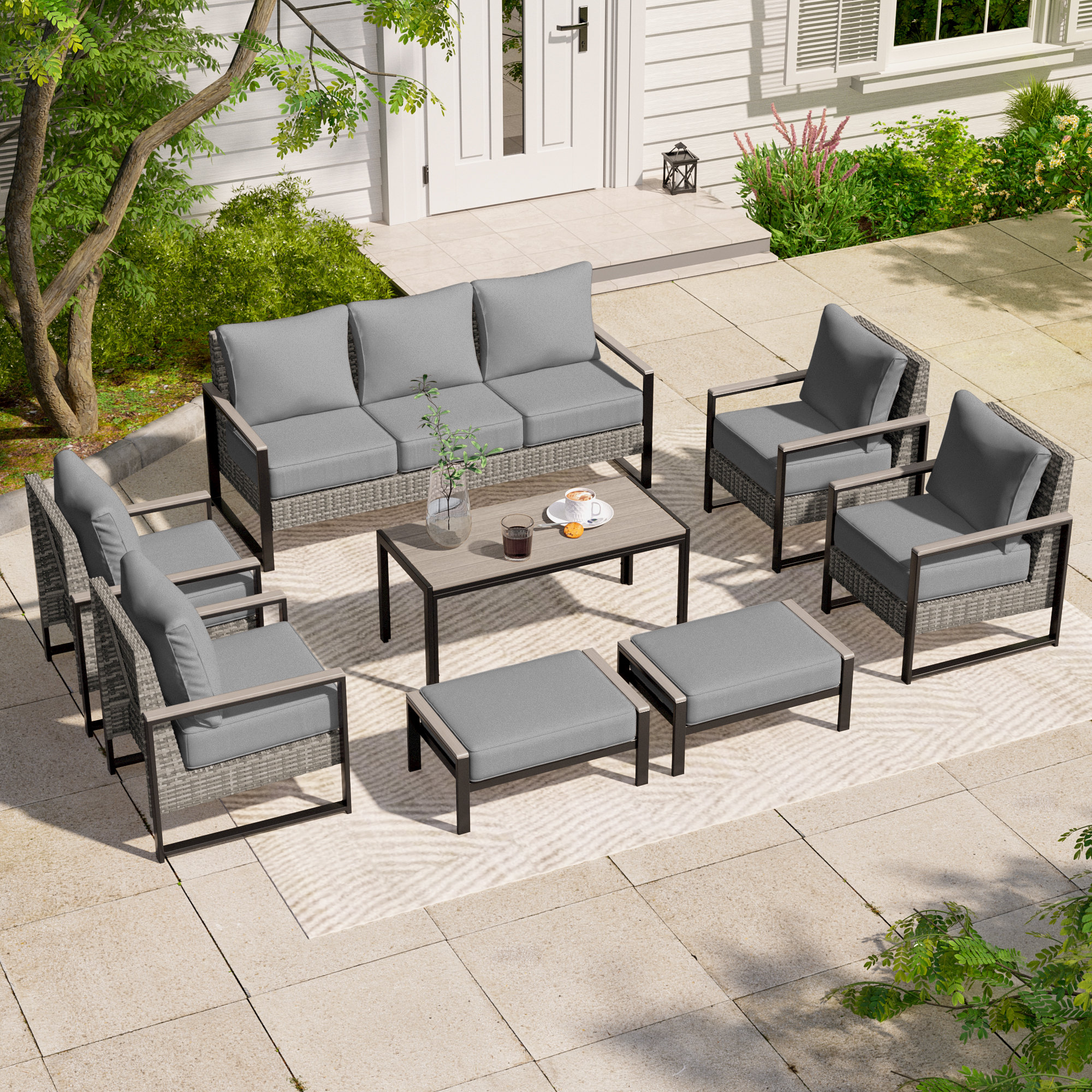 Causeway Bay 8 Piece Patio Conversation Sofa Set with Coffee Table ...