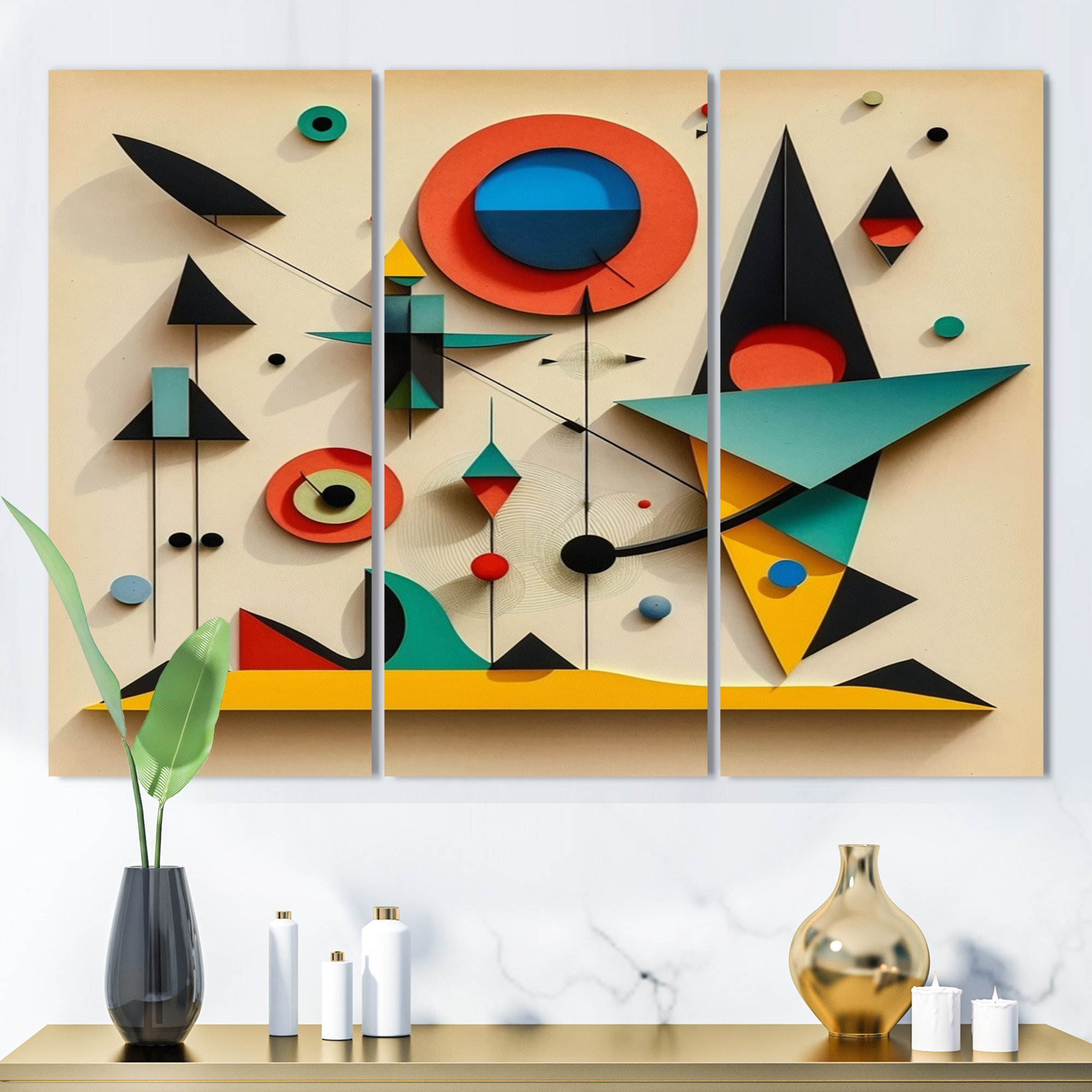 Design Art Playful Imaginary Landscapes V - 3 Piece Print on Canvas ...