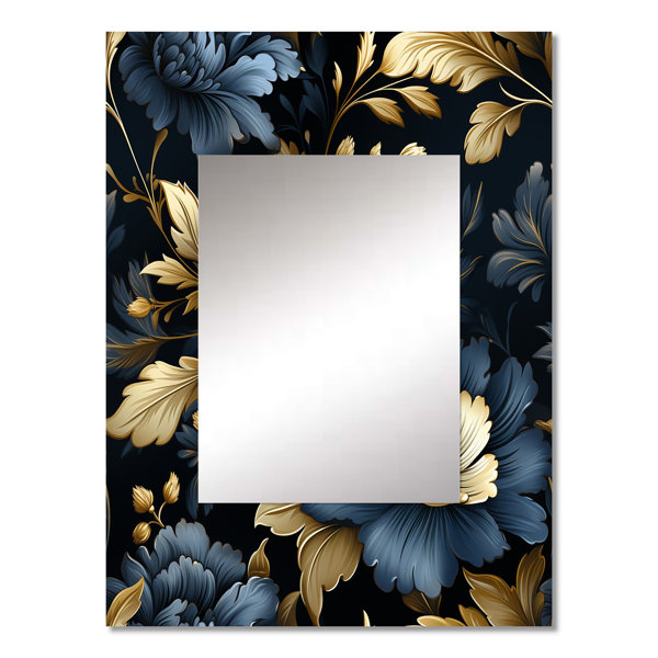 House of Hampton® Dark Blue And Golden Gilded Damask Glamour - Damask ...
