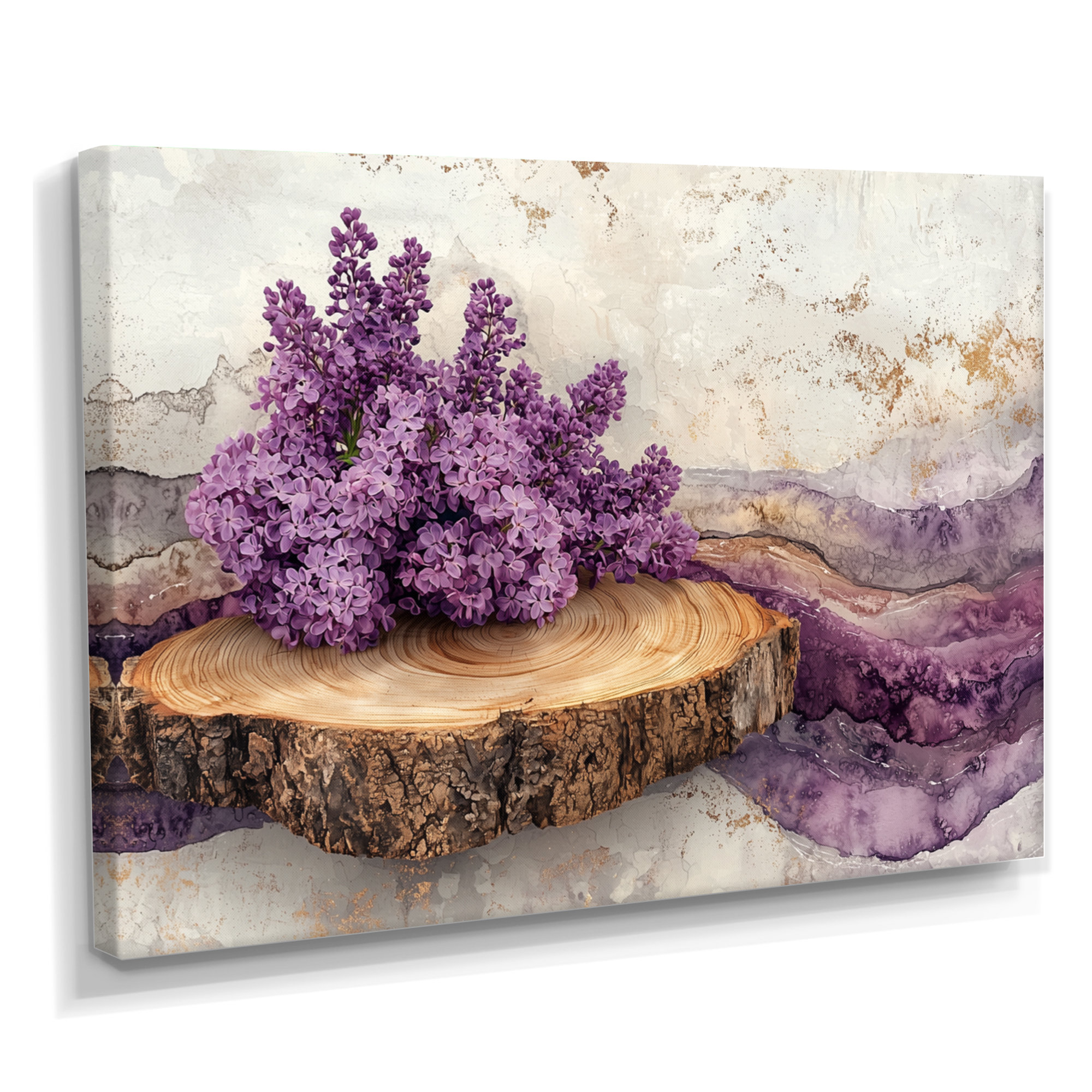 Millwood Pines Graylin Lilacs Flowers Into A Wooden Slide Pattern I ...
