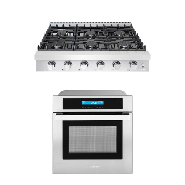 Cosmo 2 Piece 36" Gas Cooktop & 24" Electric Wall Oven Set & Reviews ...
