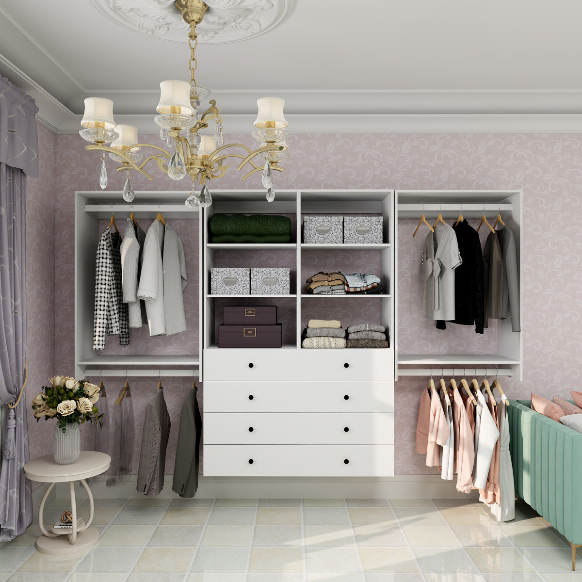 Latitude Run® 70" Tall Closet Organzier System,Modular Closet System ...