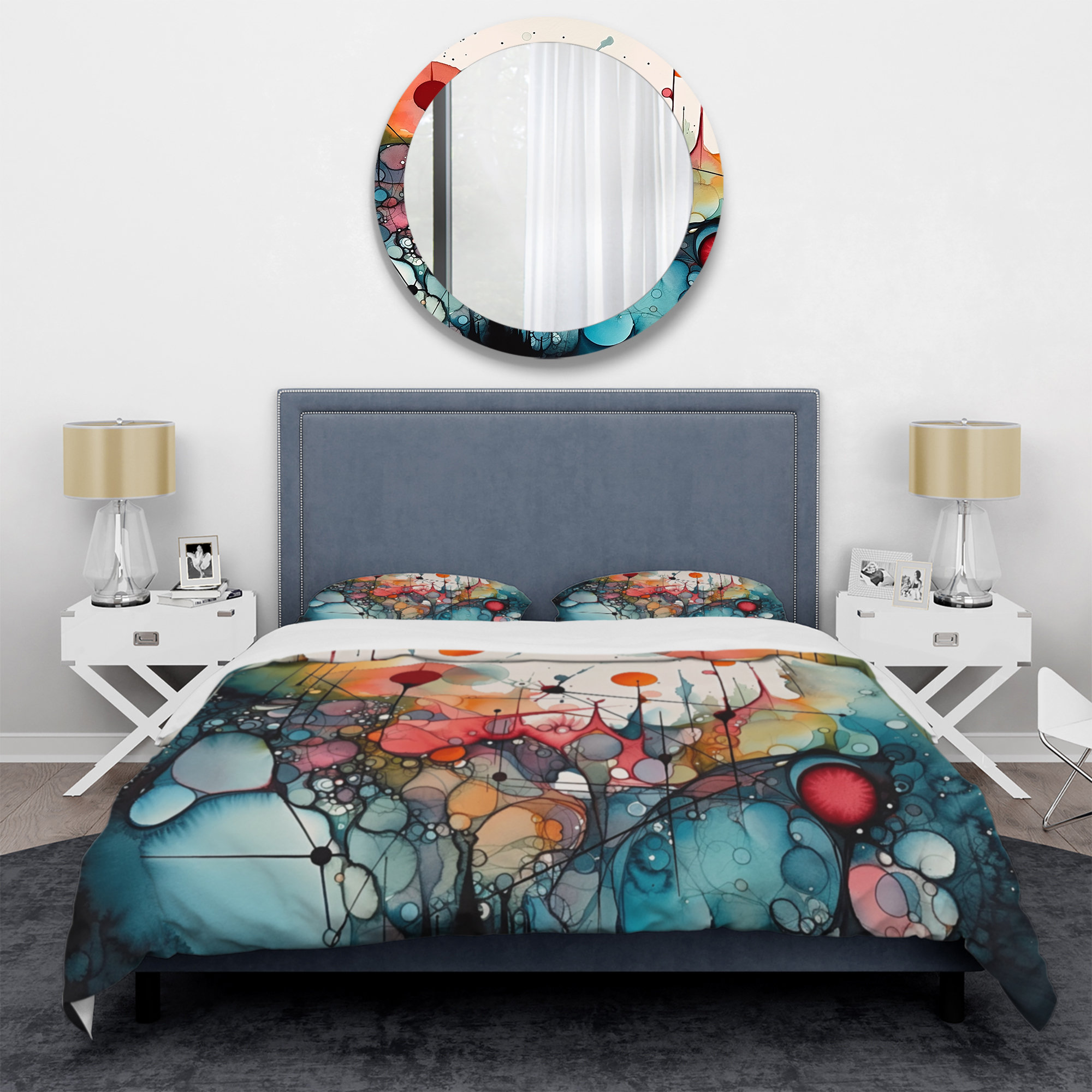 Design Art Green And Orange Ethereal Terrains III BeddingMicrofiber ...