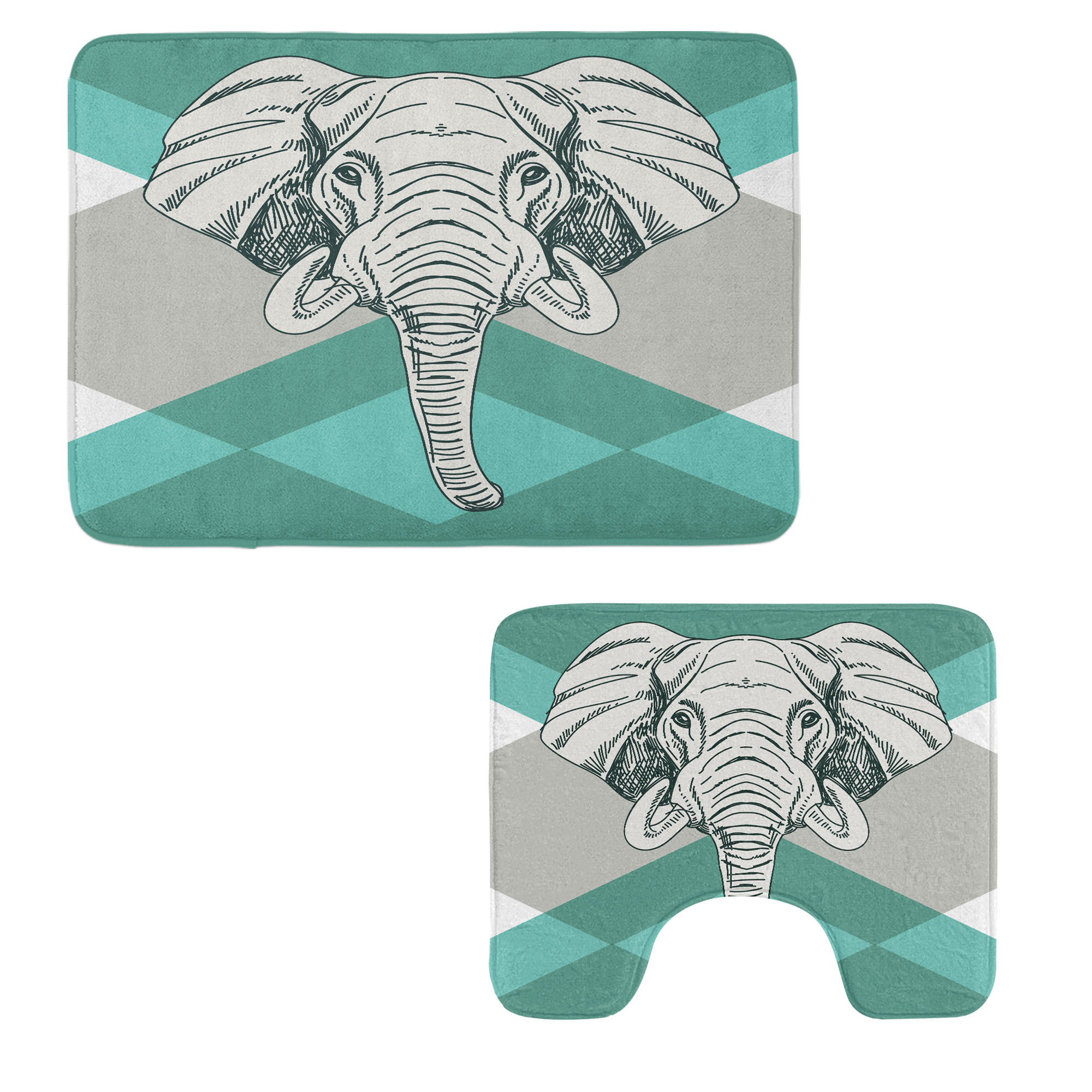 East Urban Home Modern Bathroom Rug Set 2 Pieces Rectangle & Contour ...