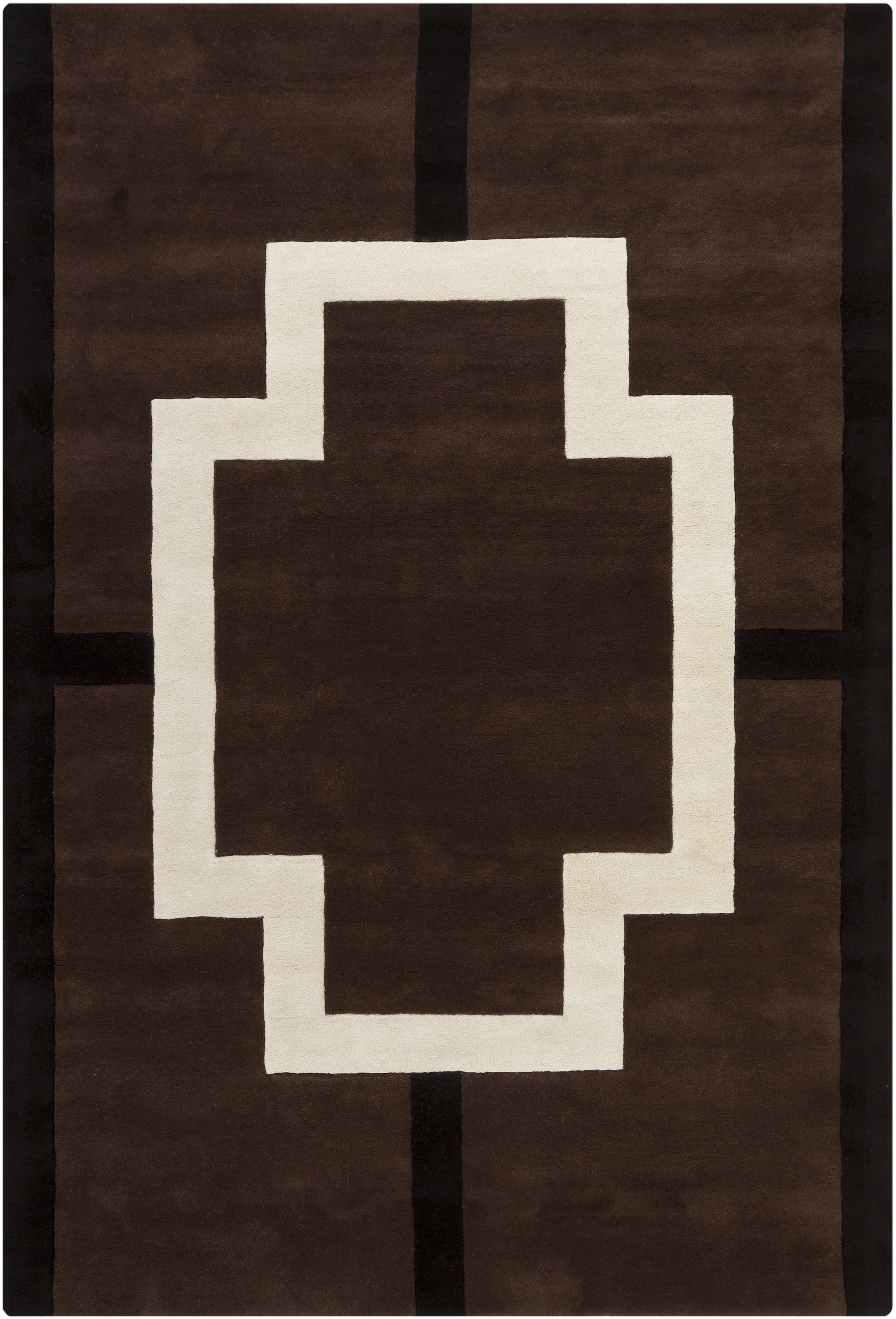 Chandra Rugs Hanu Geometric Handmade Wool Black/White Area Rug | Wayfair