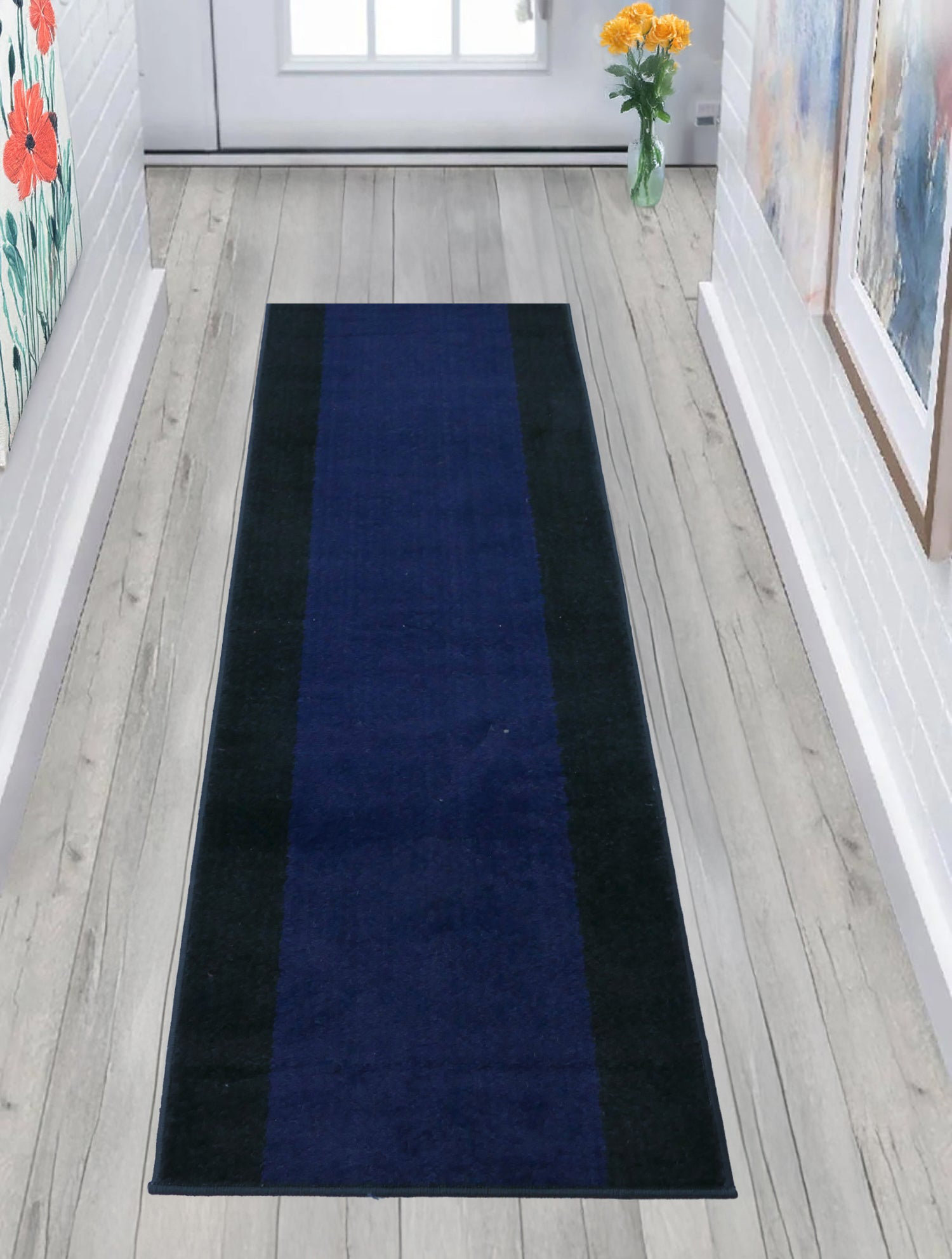 Ebern Designs Antibacterial Anti Slip Black Runner Rug | Wayfair