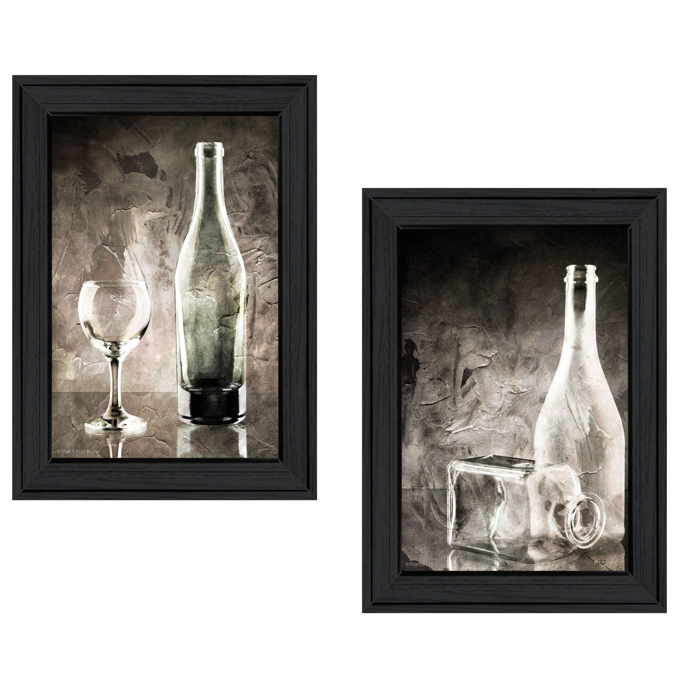 17 Stories Moody Gray Glassware Still Life 2-Piece Vignette Framed Wall ...
