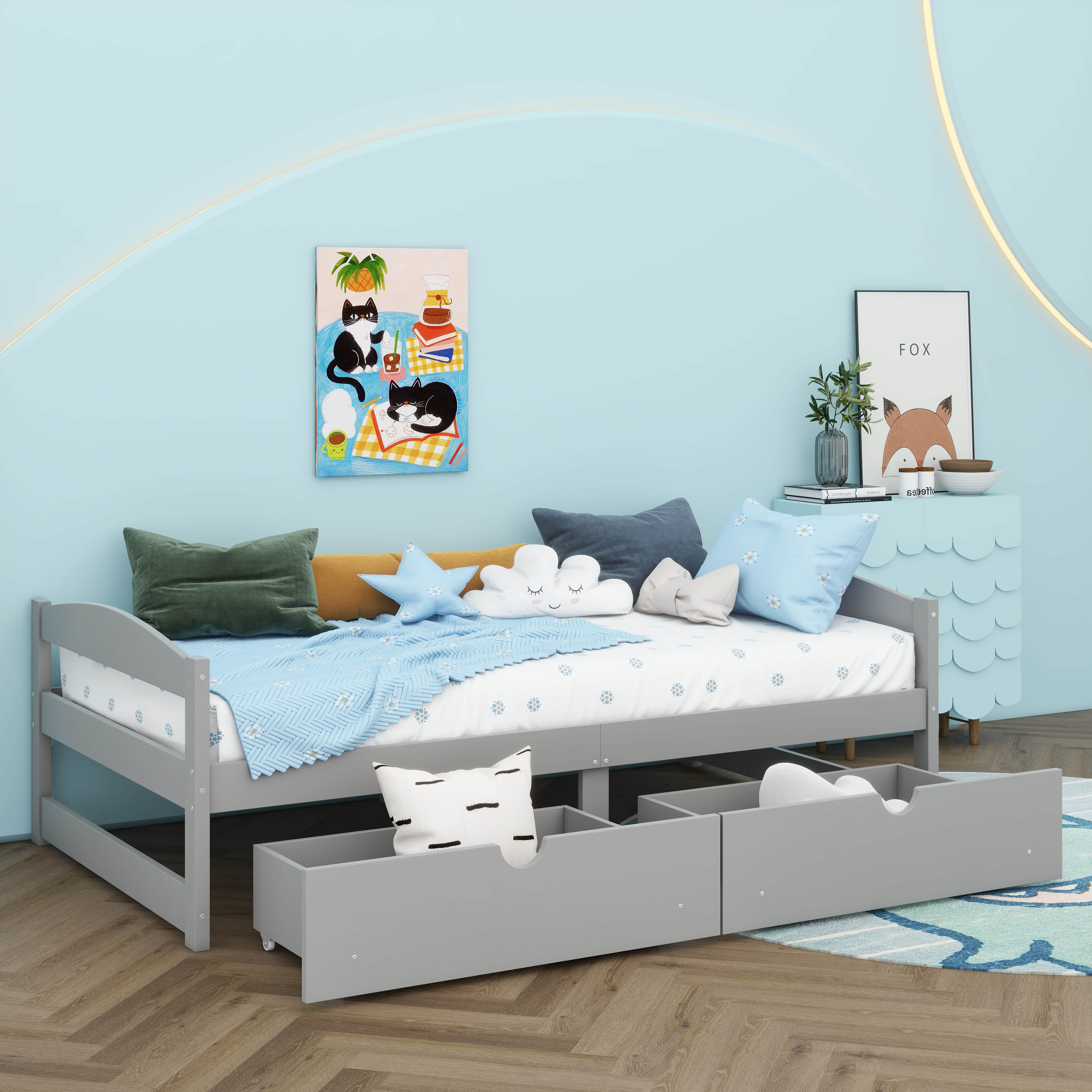 Harriet Bee Twin Platform Bed With Dual Storage Compartments | Wayfair
