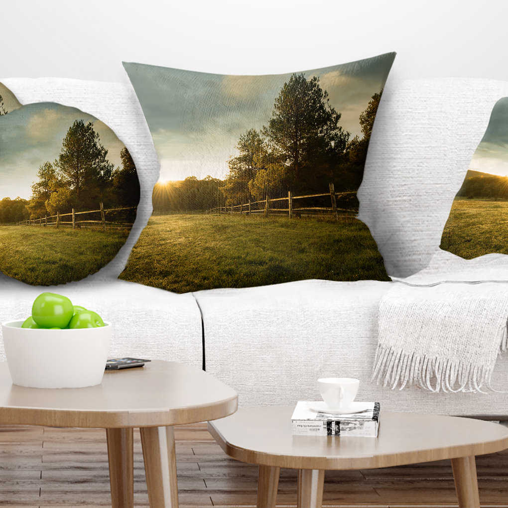 Design Art Beautiful Sunrise in the farm - Landscape Printed Pillow ...