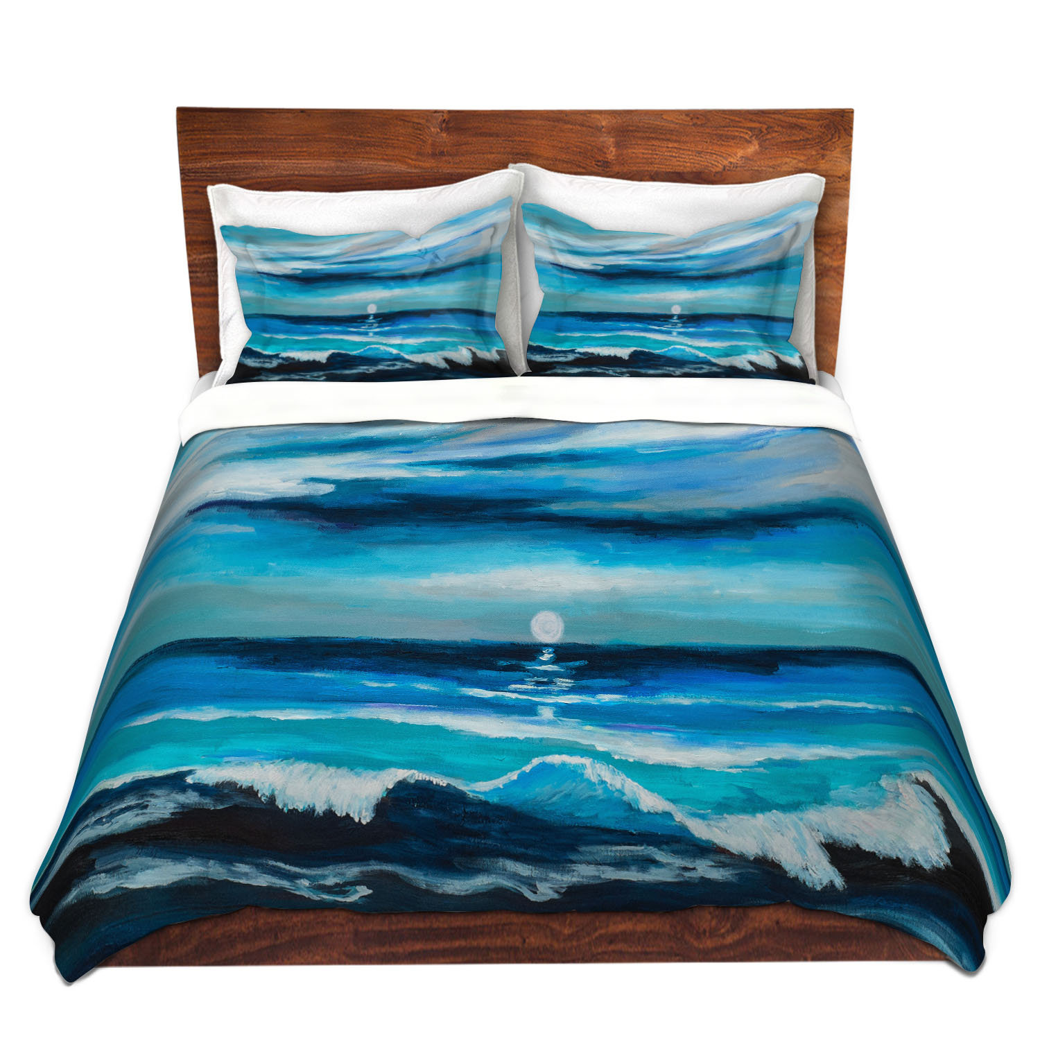 DiaNoche Designs Seaside Moon Waves Duvet Cover Set | Wayfair