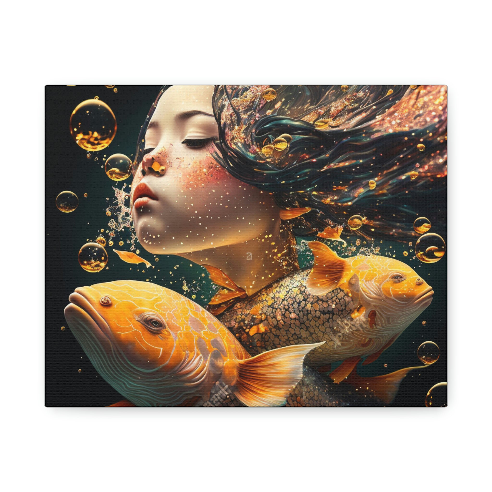 Rosecliff Heights Fish and Girl by Kelly Johnson - Wrapped Canvas ...