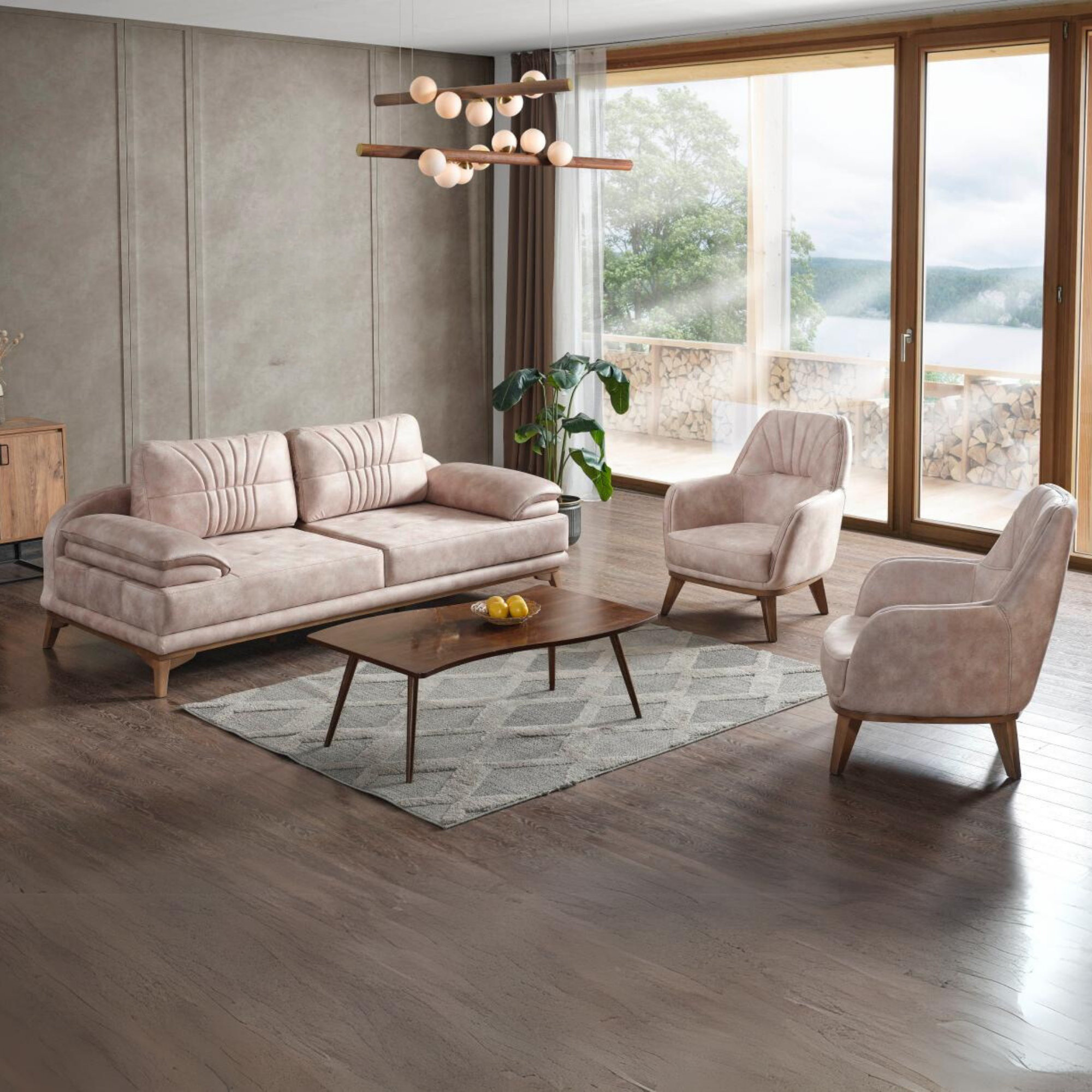 Corrigan Studio Maxenat 3 Pieces Cream Living Room Set - Wayfair Canada