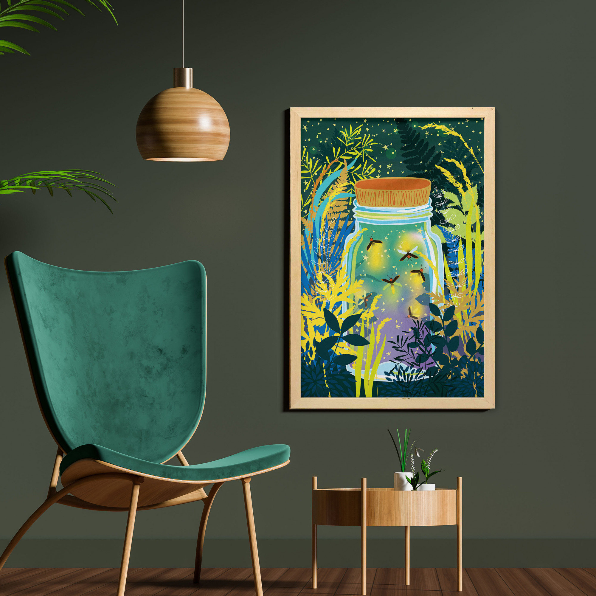 East Urban Home Surreal Forest Landscape with Magic Bugs in Glass Jar ...