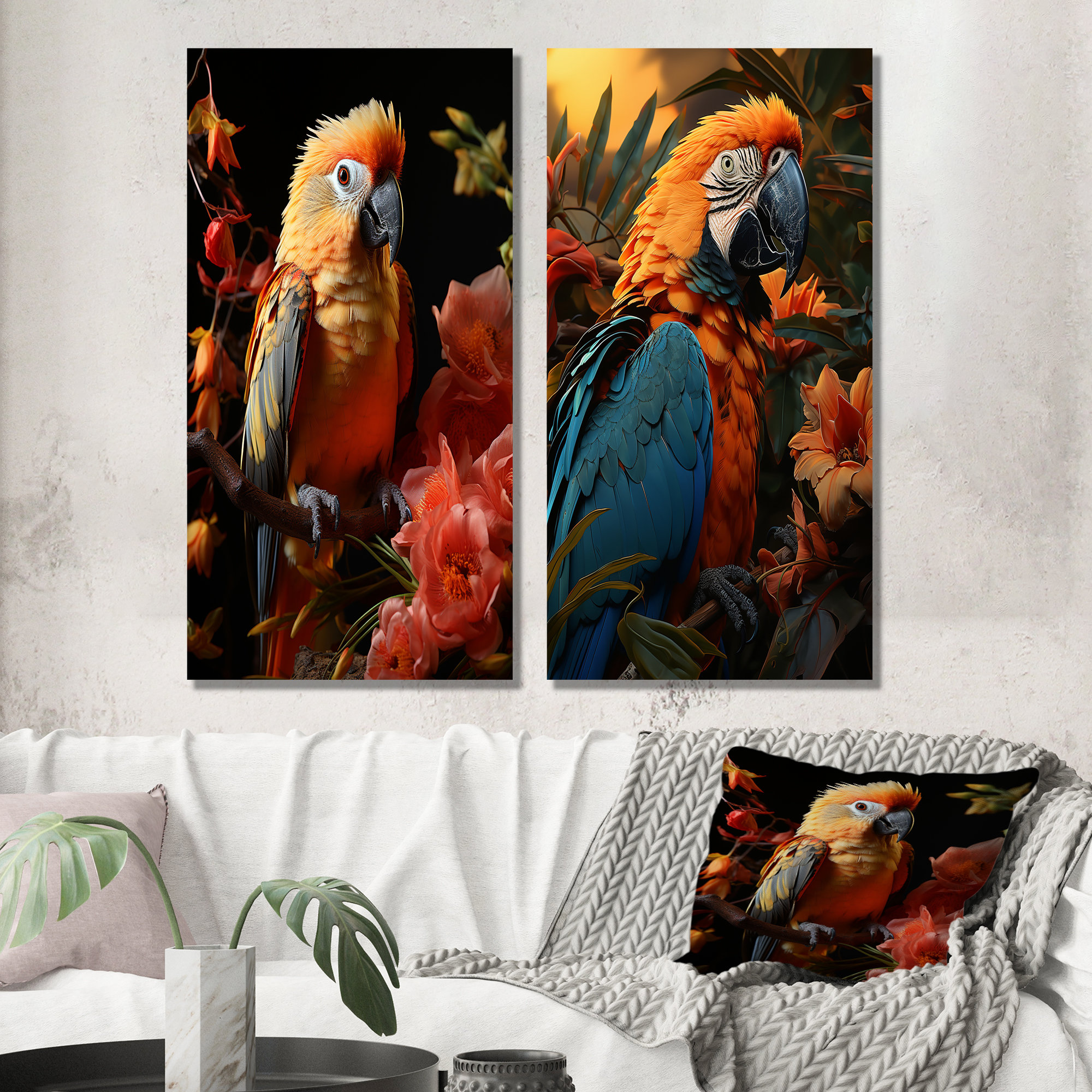Bay Isle Home™ Parrots Tropical Serenade - Parrot Wall Art Living Room ...