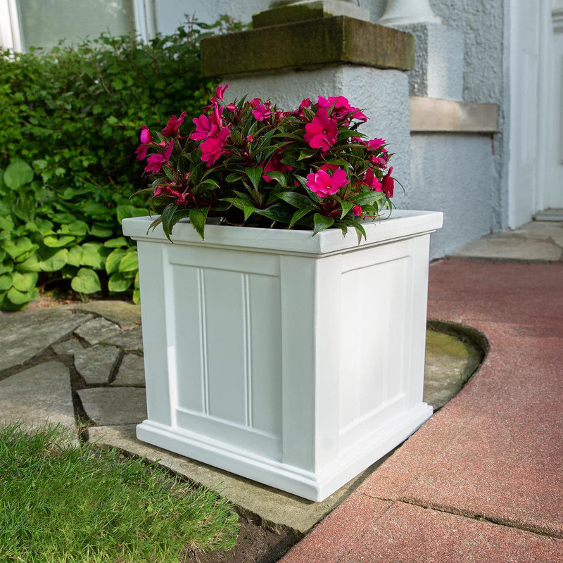 Lark Manor 14in Square Planter, White | Wayfair