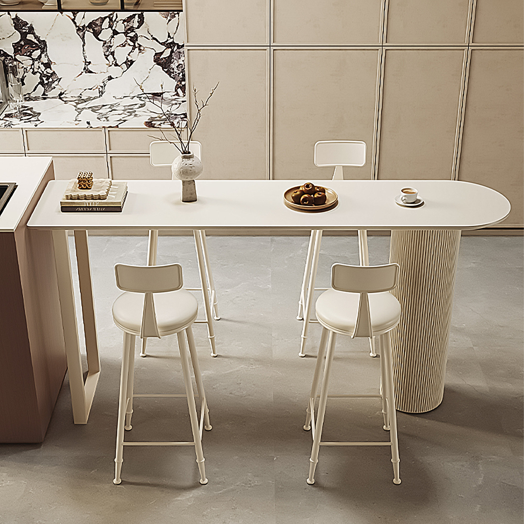 George Oliver 39.37" White Sintered Stone desktop bar table - Wayfair ...