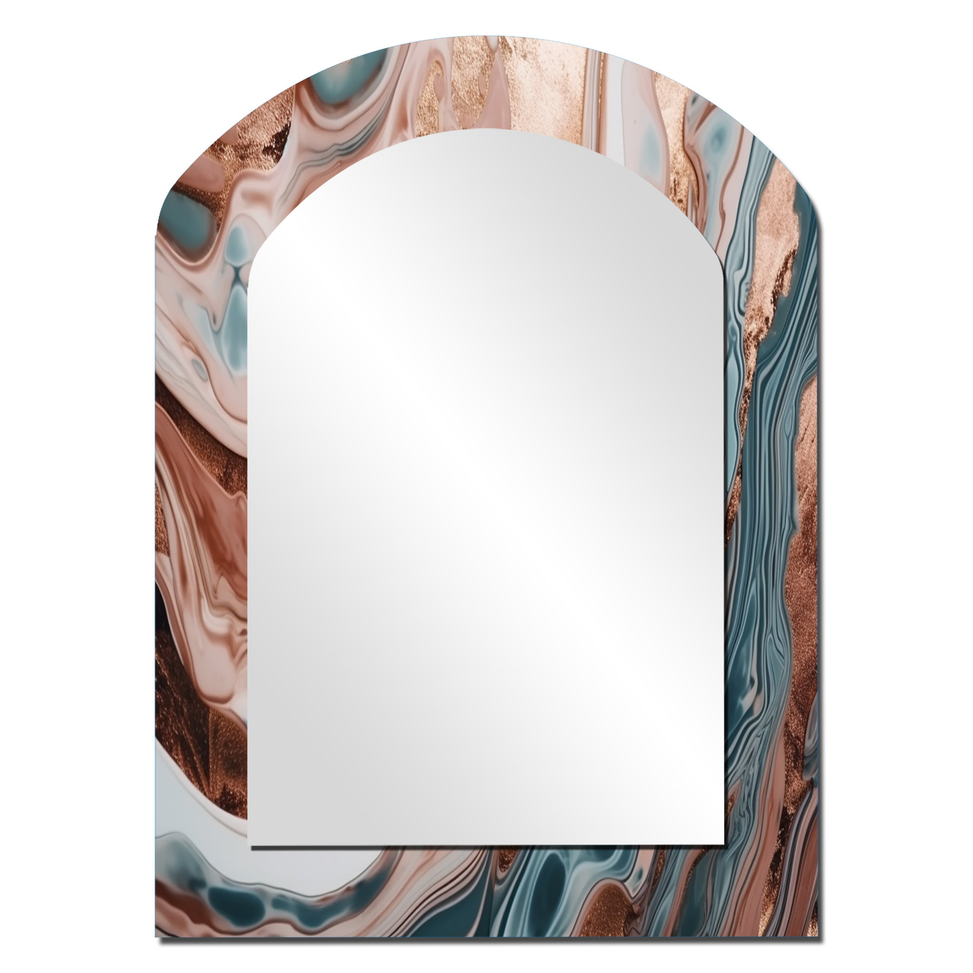 Ivy Bronx Ocean Waves Fluidity In Marble II - Gold Modern Arch Wall Mirror | Wayfair
