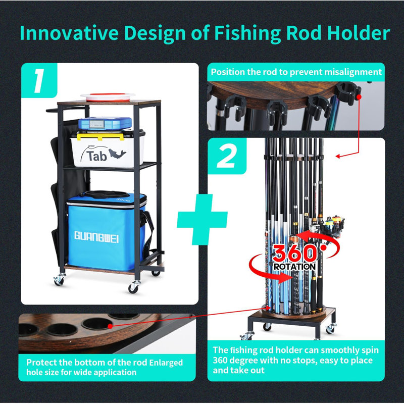 WFX Utility™ 360 Degree Rotating Fishing Pole Holders,Black | Wayfair