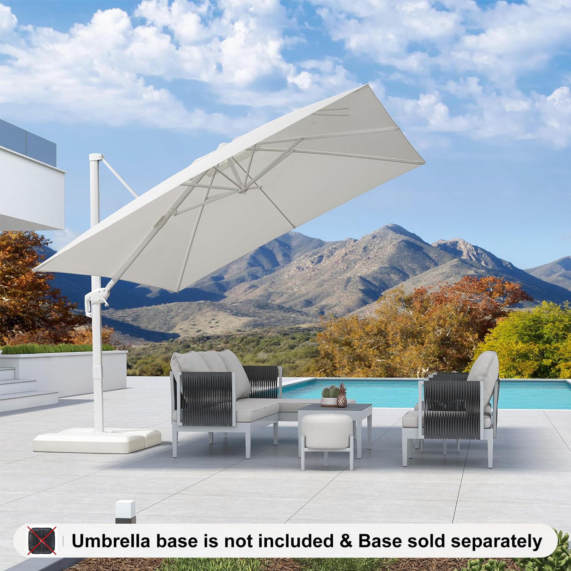 Arlmont & Co. Romily Outdoor White Pole 120'' Square Offset Cantilever ...