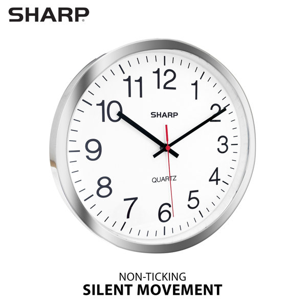 Sharp Analog QA Display Wall Clock Non-Ticking 12” Battery Operated ...