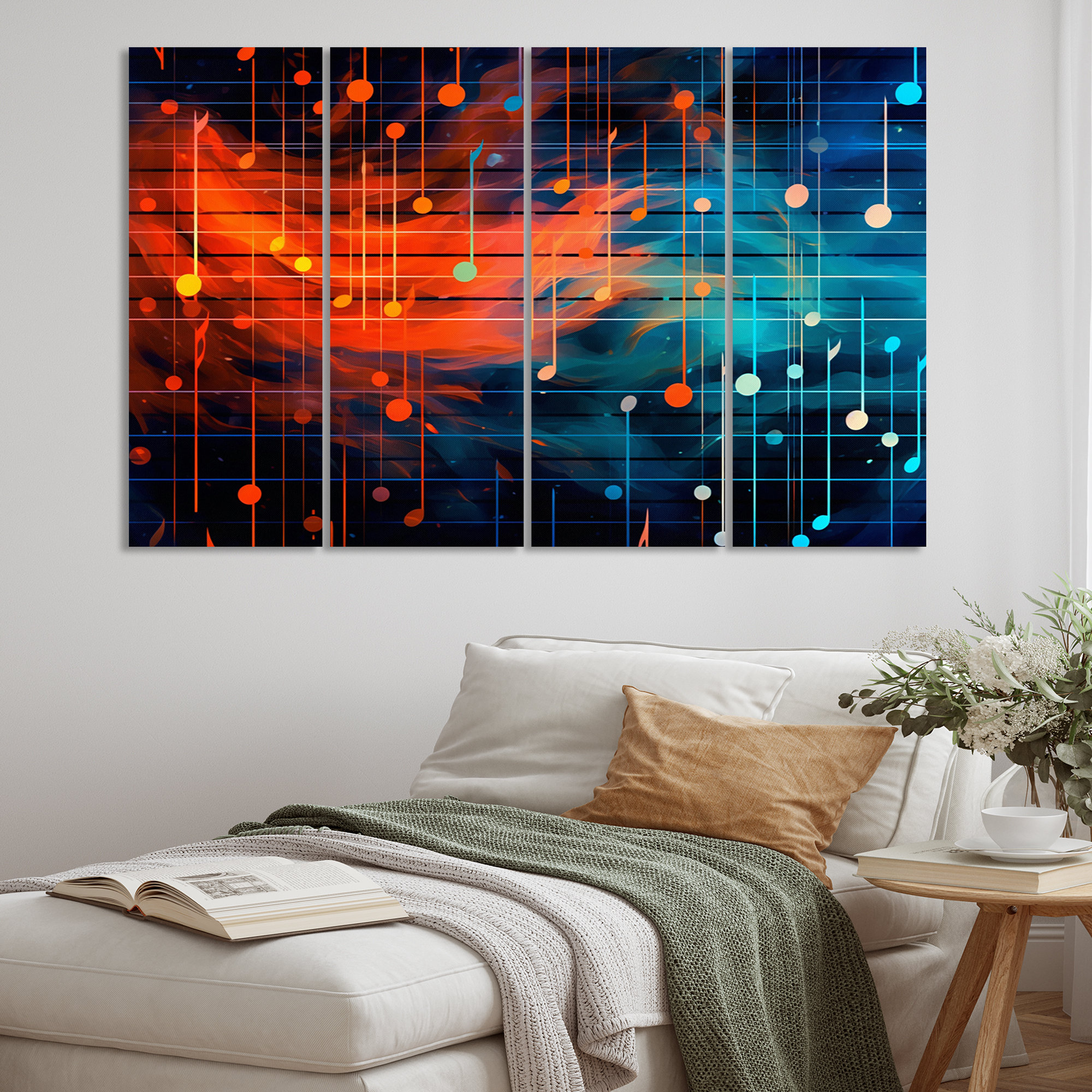 Wrought Studio™ Waves of Music Notes in Retro Orange and Blue I - 4 ...