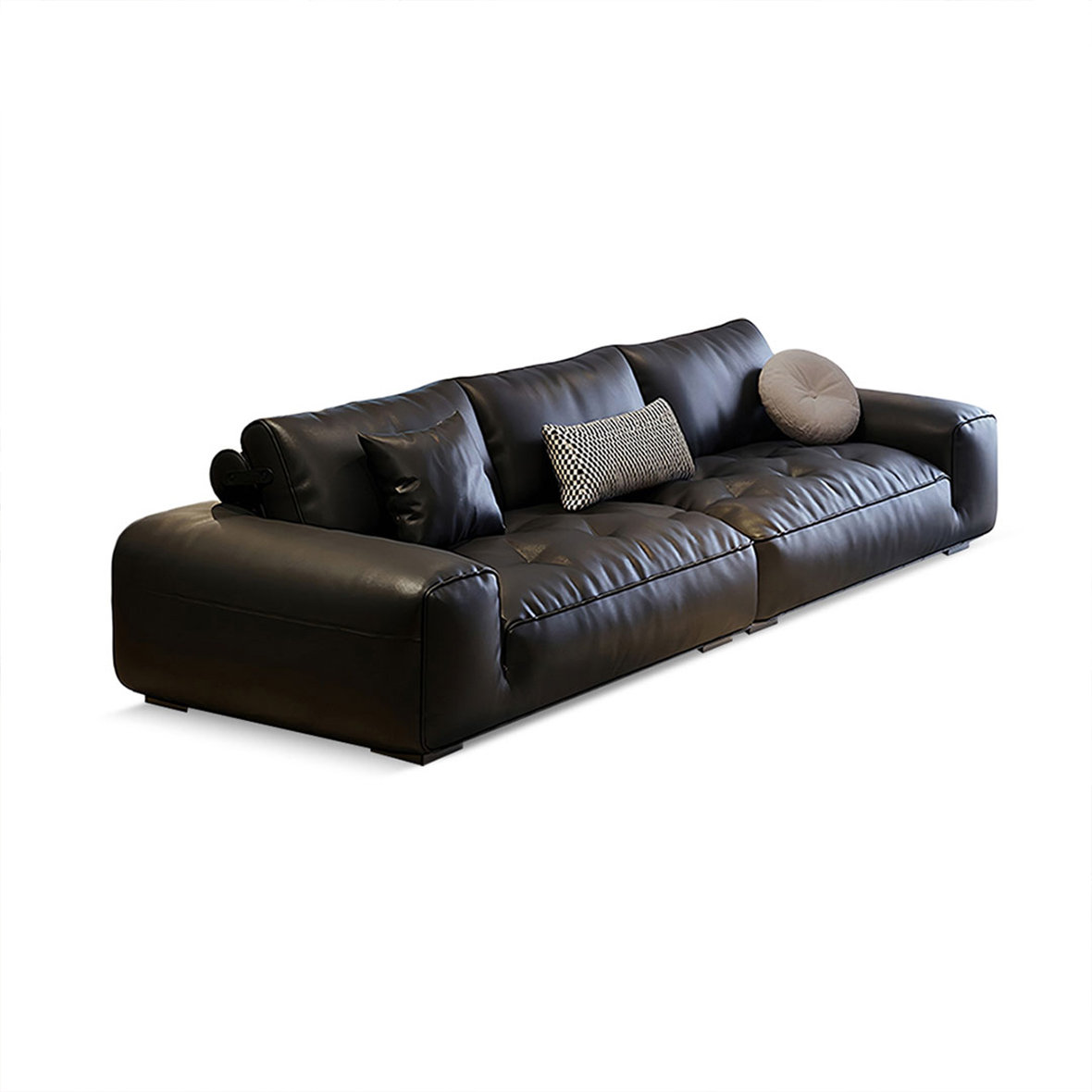 Hokku Designs Simple and modern black leather Modular sofa | Wayfair