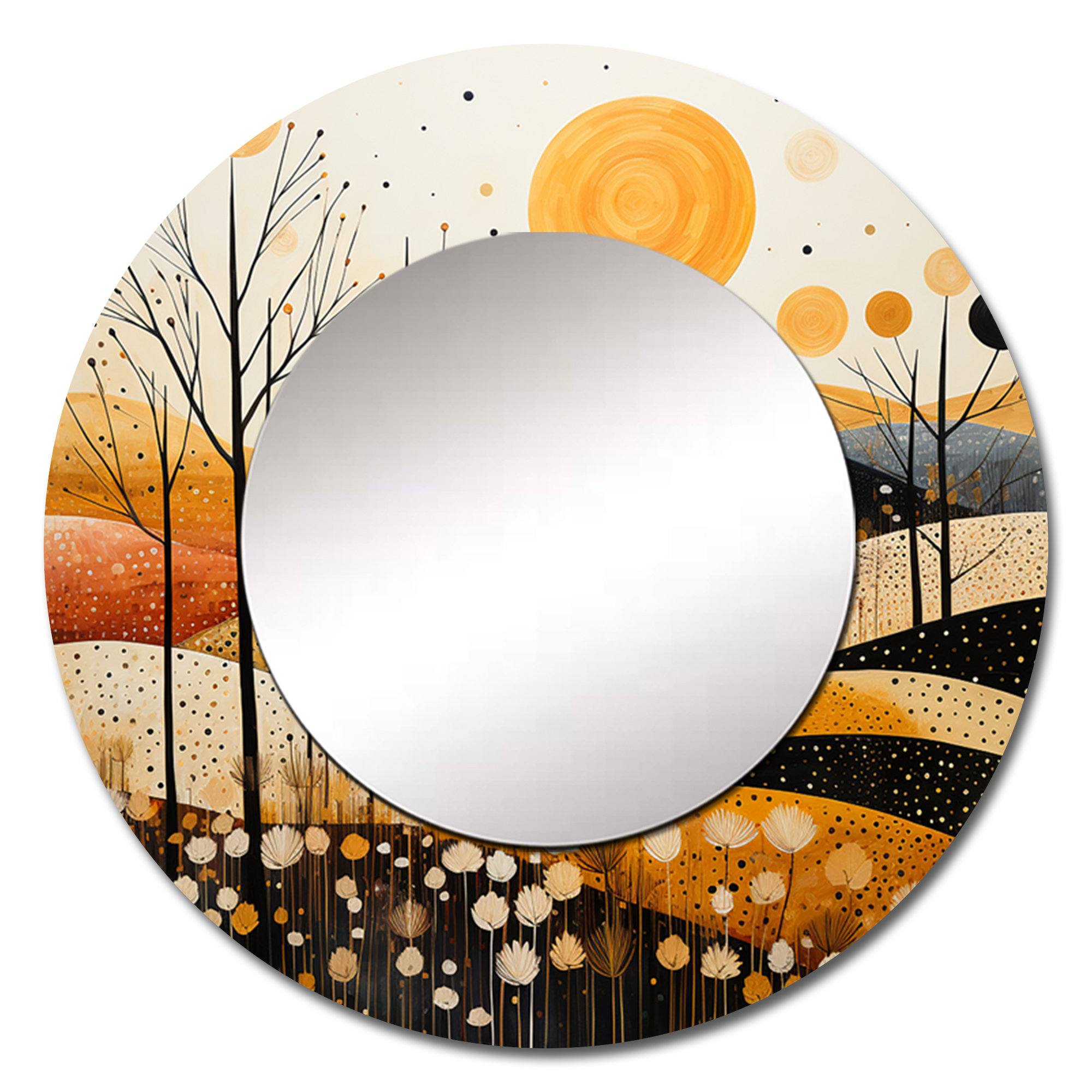 Design Art Meadow Bold Geometric Fields II - Abstract Botanicals Orange ...