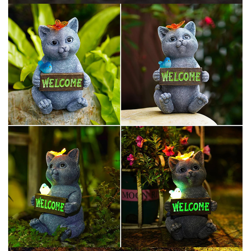 Trinx Outdoor Garden Decor with Welcome & Solar LED Lights | Wayfair