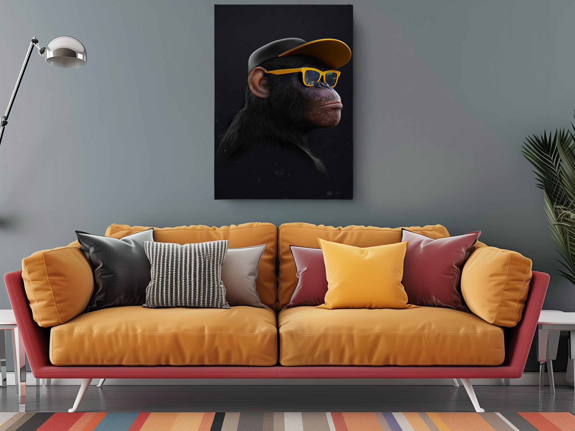 Trinx Swag Monkey with Sunglass on Canvas Print | Wayfair