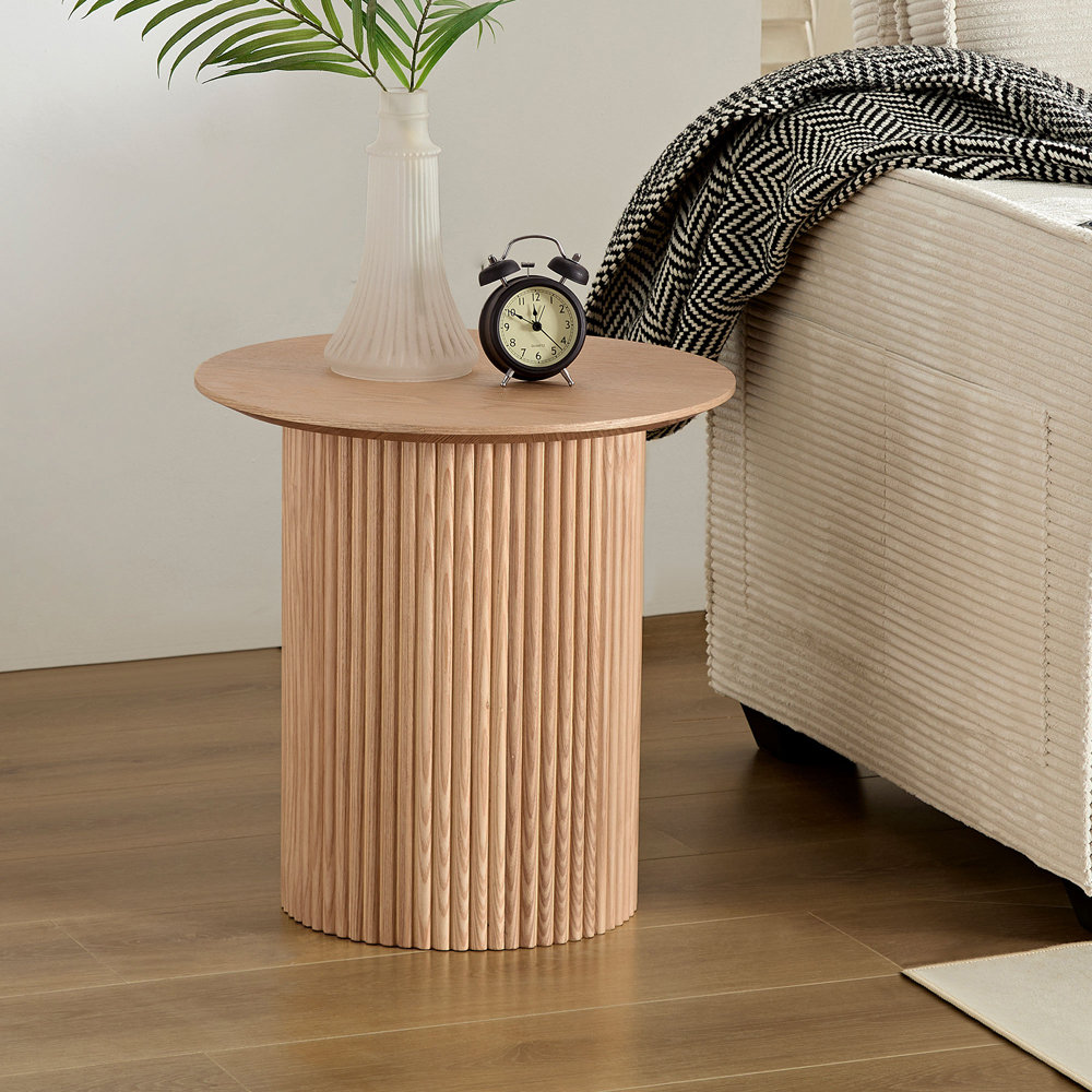 Latitude Run® 17.71 Inch Round Fluted Side Table Circle Small Accent ...