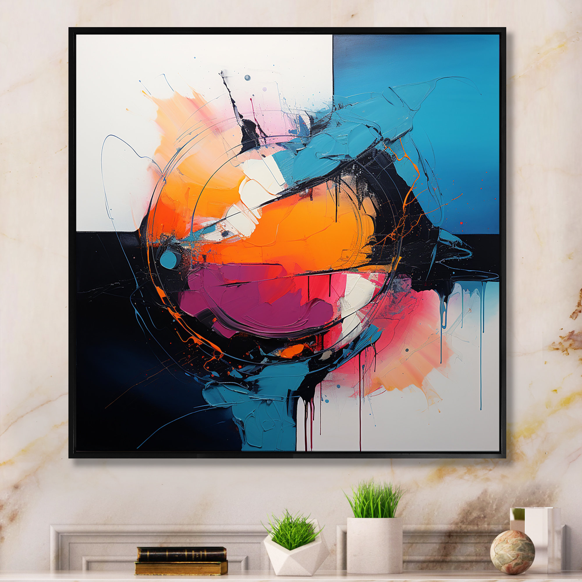 Ivy Bronx Blue And Pink Paint Ink Expression V - Fractal Wall Art Print ...