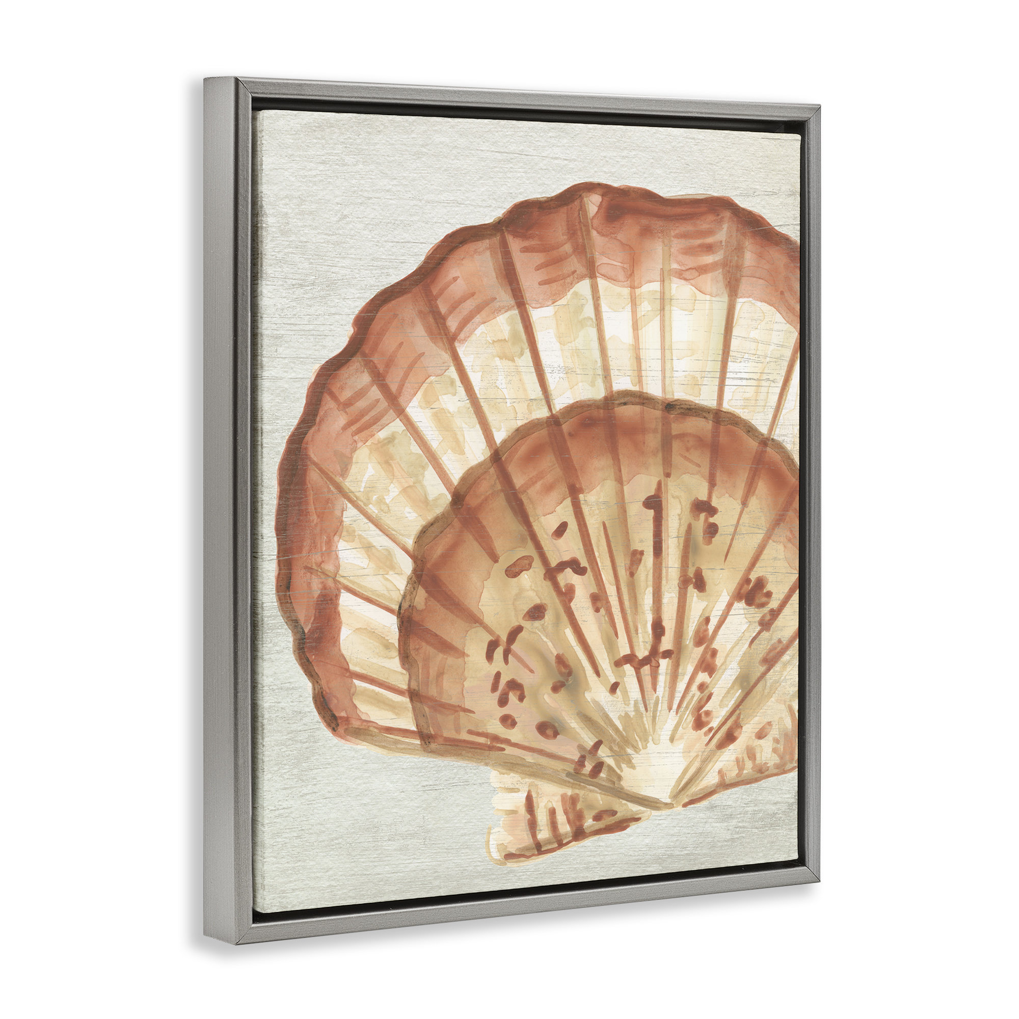 Beachcrest Home™ Clam Shell in Beige Framed Floater Canvas Wall Art by ...