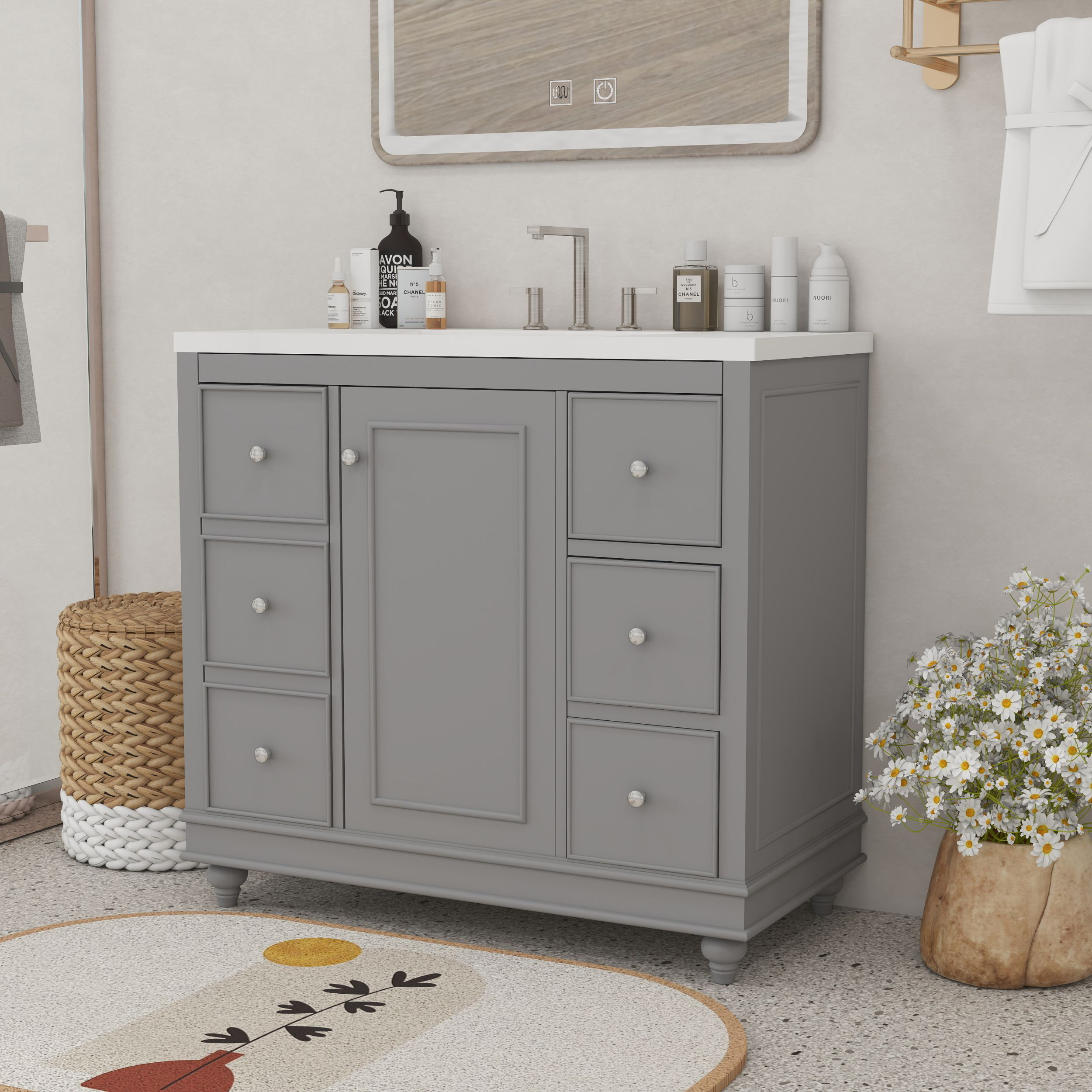 Winston Porter Saviti 36'' Single Bathroom Vanity with Resin Top | Wayfair