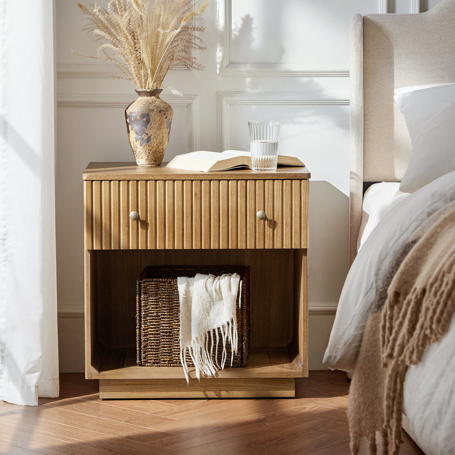 Canora Grey Kaybri 23.5''W Modern Fully Assembled Fluted Solid Wood ...