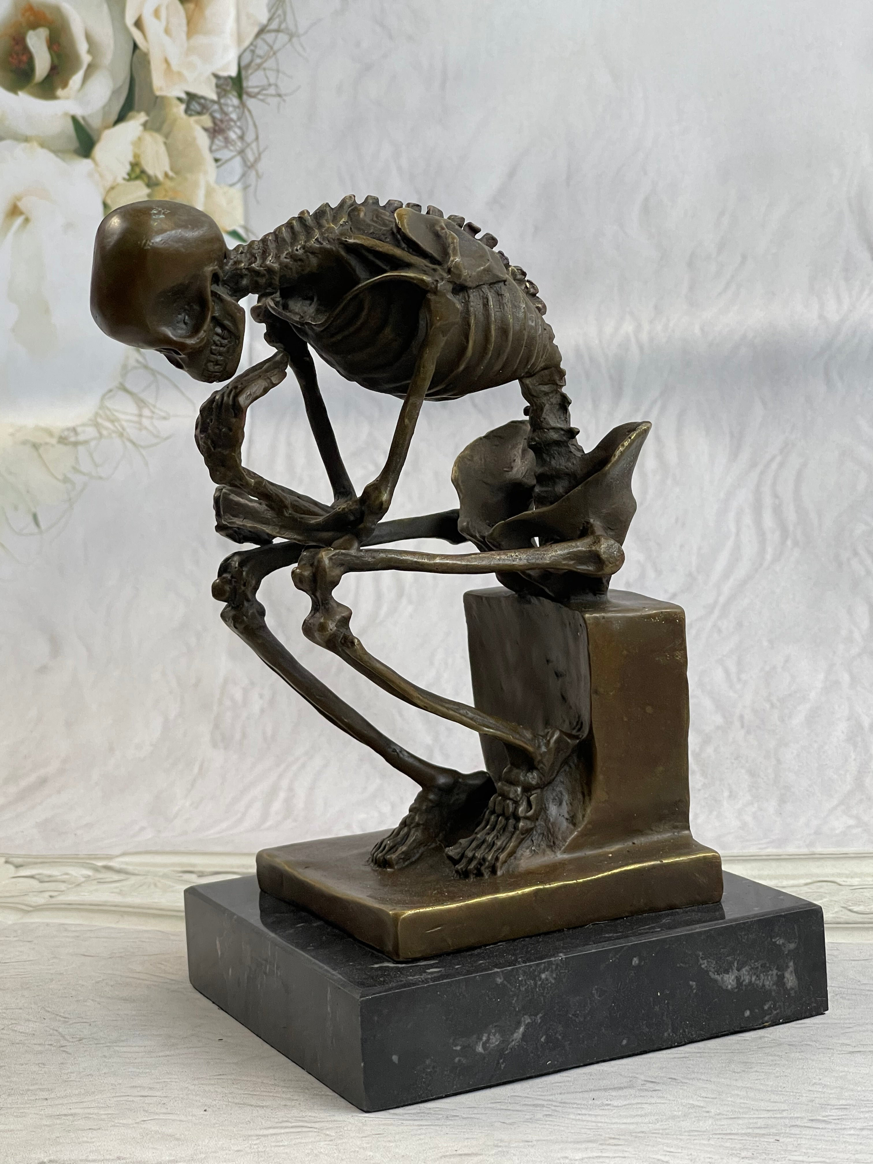Trinx Jatoi Hot Cast Bronze Skeleton Thinker Thinking Man Memento Mori ...