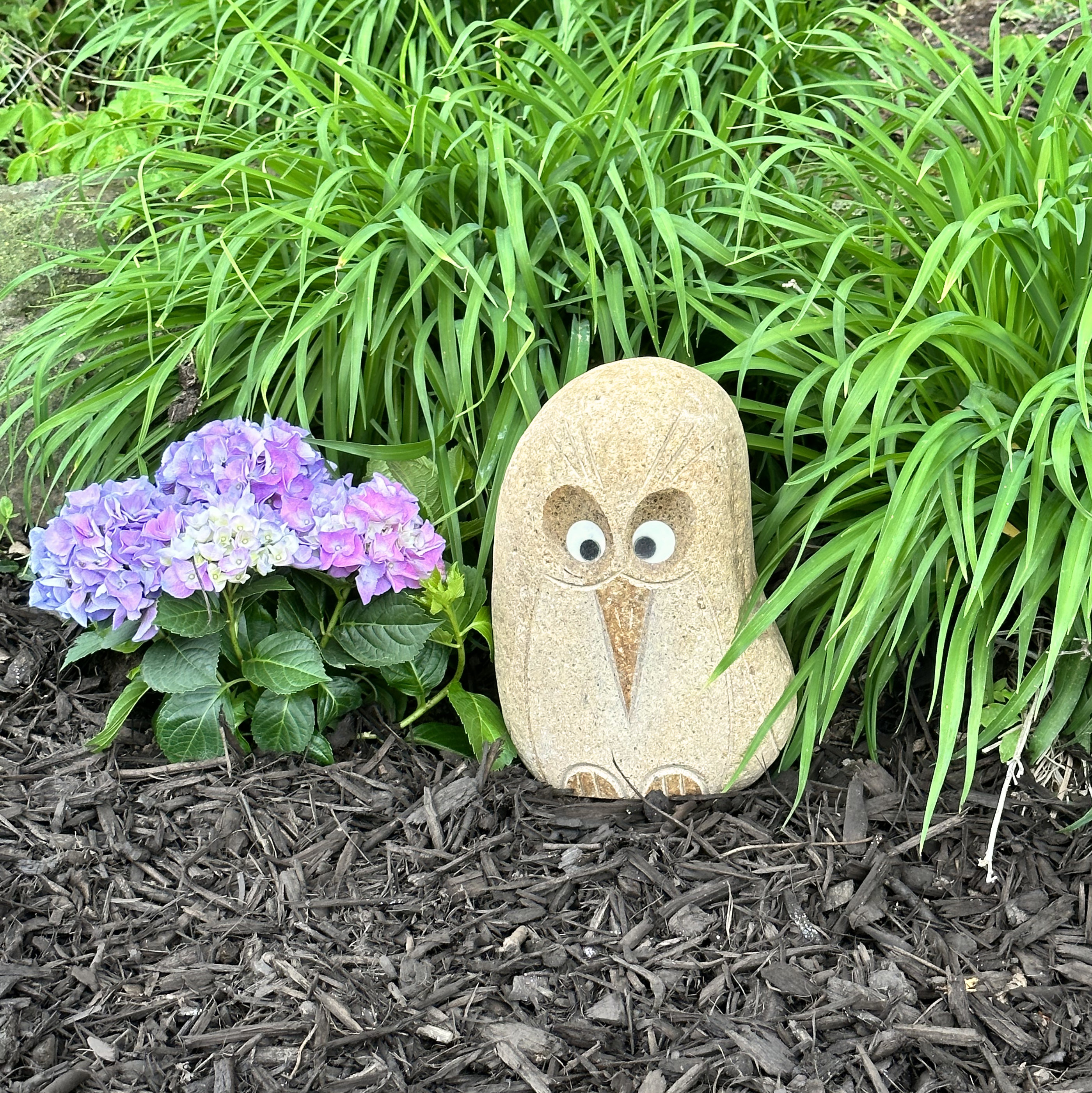 Tierra Garden Stone Age Creations 12"H Boulder Angry Bird Statue ...