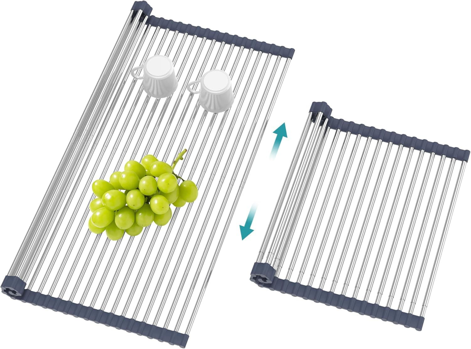 Ivy Bronx Extra Large Expandable Over-Sink Dish Drying Rack | Roll-Up ...