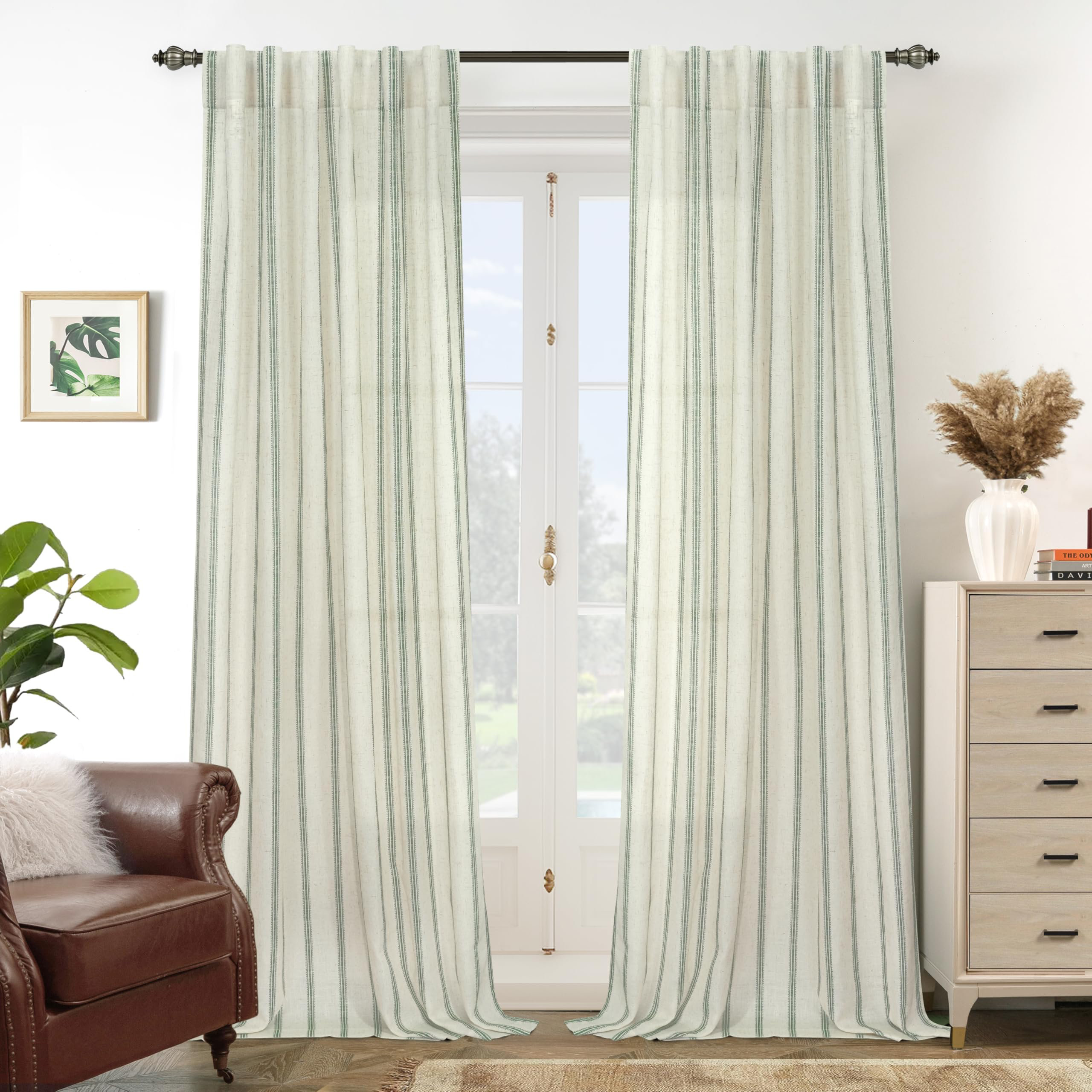 Breakwater Bay Farmhouse Striped Linen Blend Textured Light Filtering ...