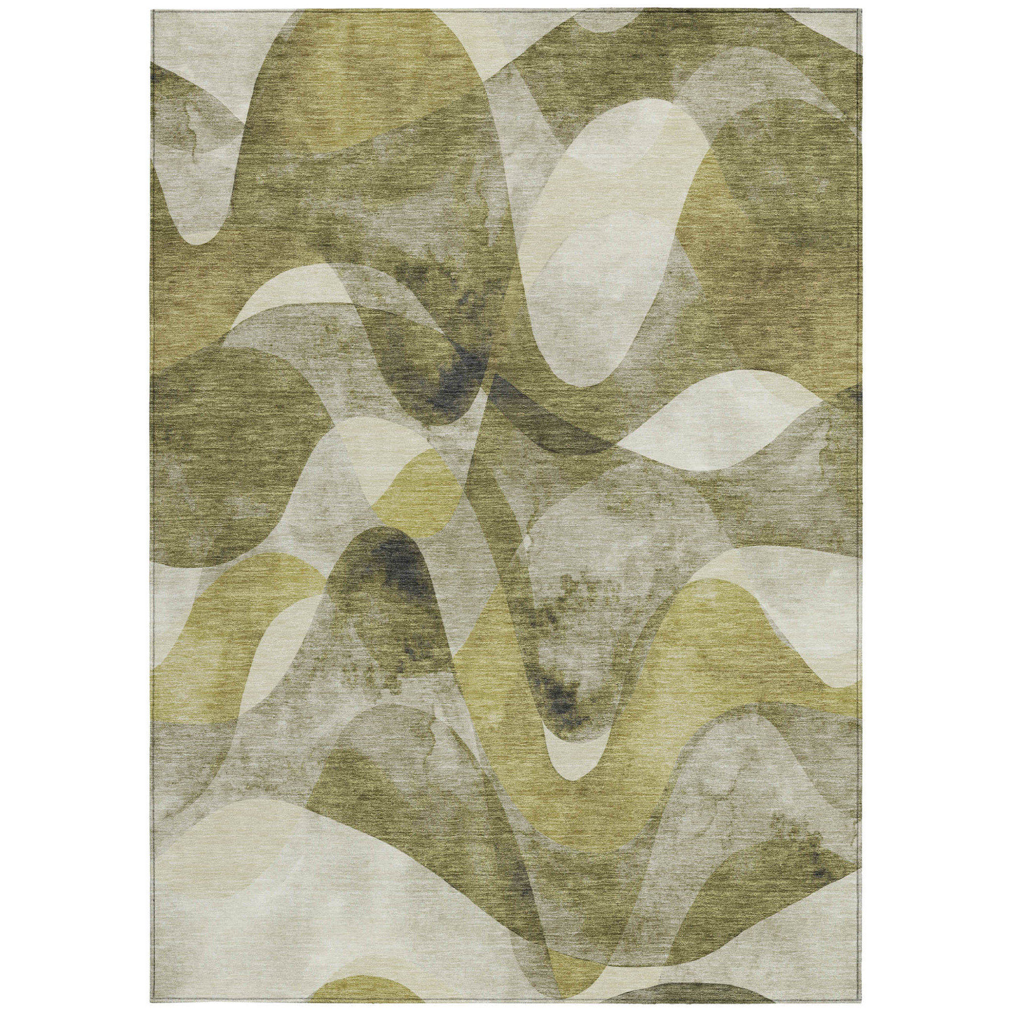 HomeRoots 8' X 10' Olive Green Abstract Washable Non Skid Indoor ...