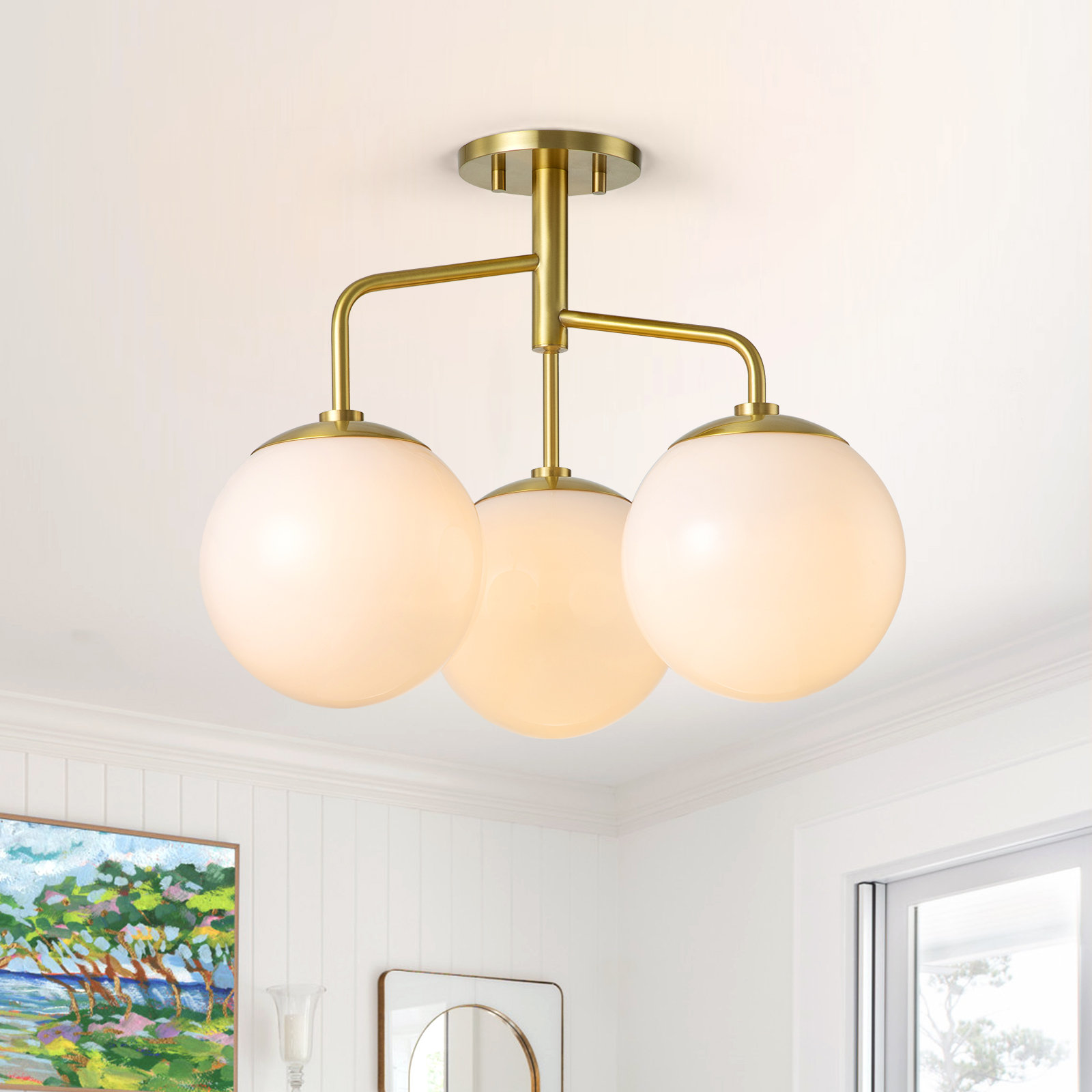 Mercer41 Krissa 3-Light Sputnik Semi Flush Mount | Wayfair
