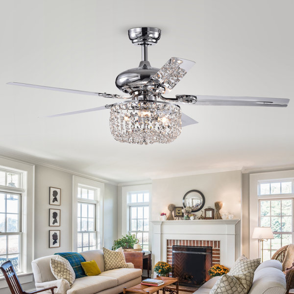 Rosdorf Park 42" Silliman 5 - Blade Crystal Ceiling Fan with Light Kit ...
